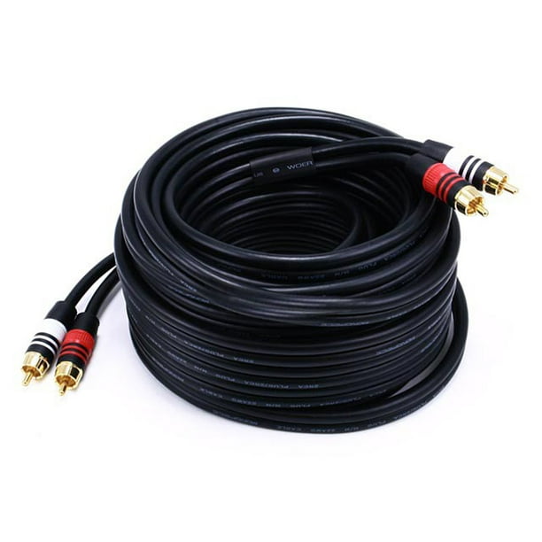 Monoprice Premium 35' 2-RCA Plug Male to Male 22AWG Cable Black 102867 ...