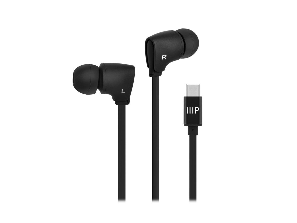 Monoprice Premium USB-C Wired Earbuds with Mic for Smartphones, Tablets ...