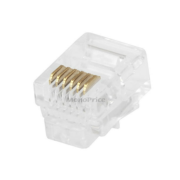 Monoprice RJ-12 6P6C Plug Round Solid Connector 107271 - Walmart ...