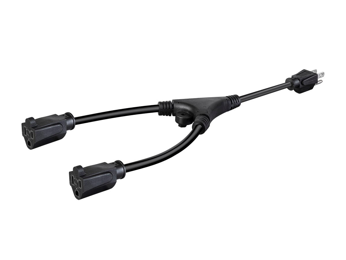 Monoprice Splitter Power Cord - 1.5 Feet - Black, NEMA 5-15P to 2x NEMA ...