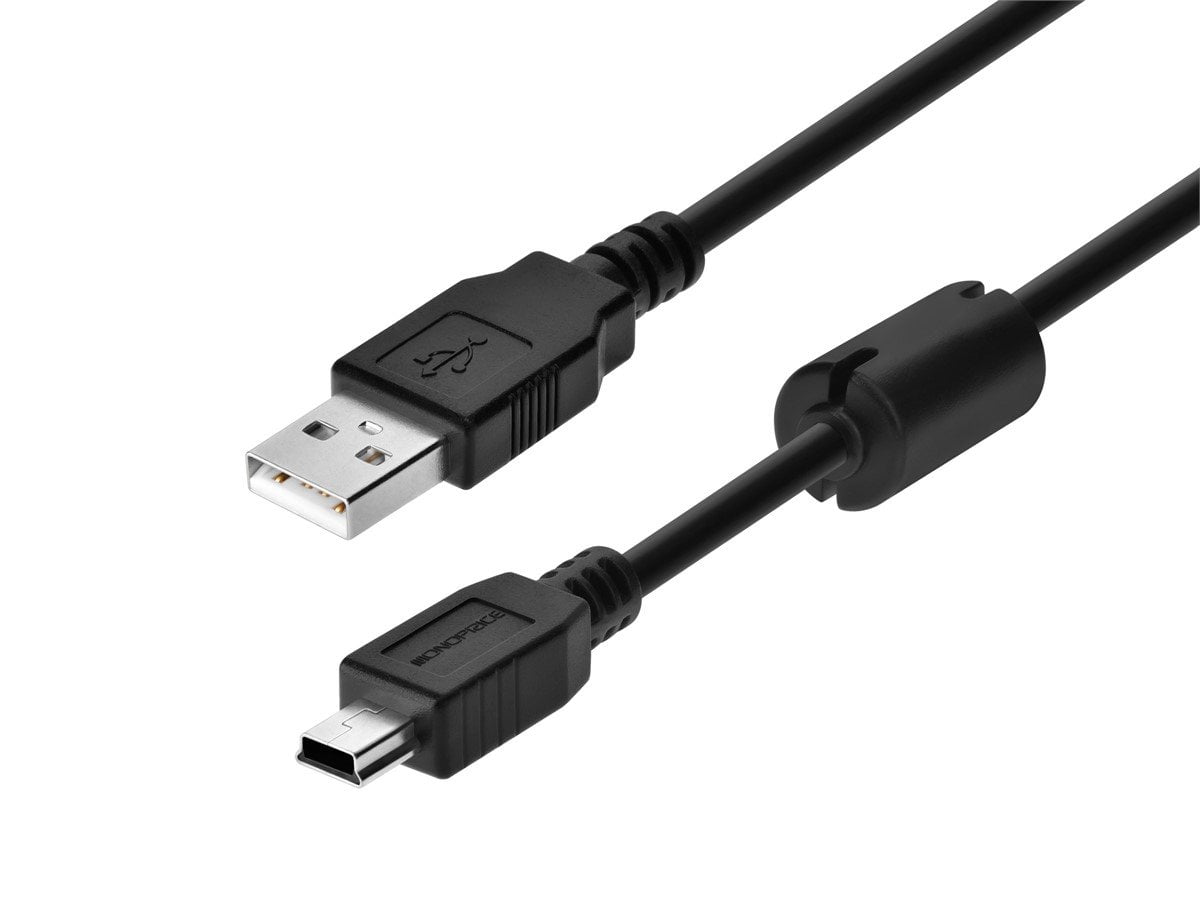 Monoprice USB 2.0 Cable - 6 Feet - Black | A Male to Mini-B 5pin Male ...
