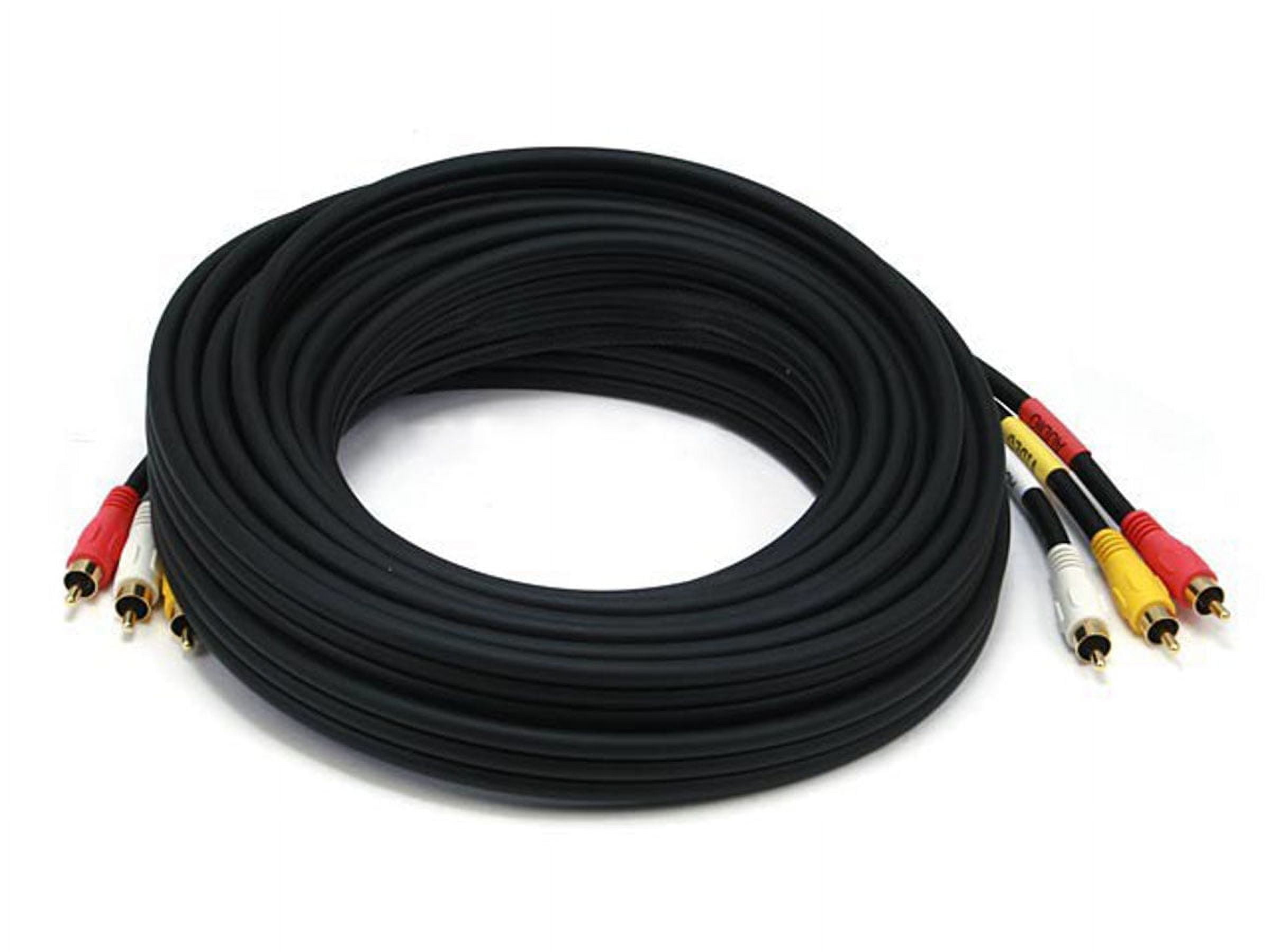 Monoprice Triple RCA Stereo Video Dubbing Composite Cable - 25 Feet ...
