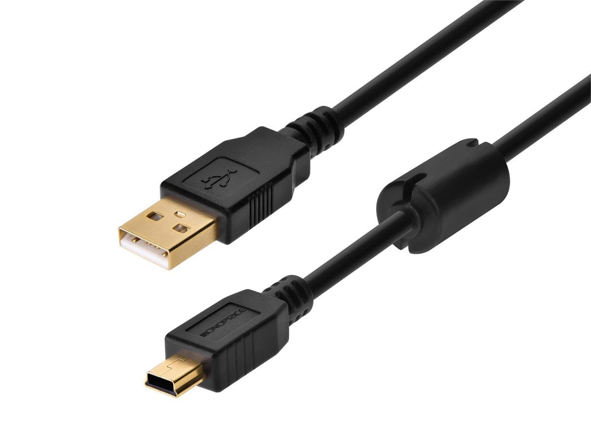 Monoprice USB 2.0 A Male to USB Mini-B Male Cable, 3 Feet, Black, for ...