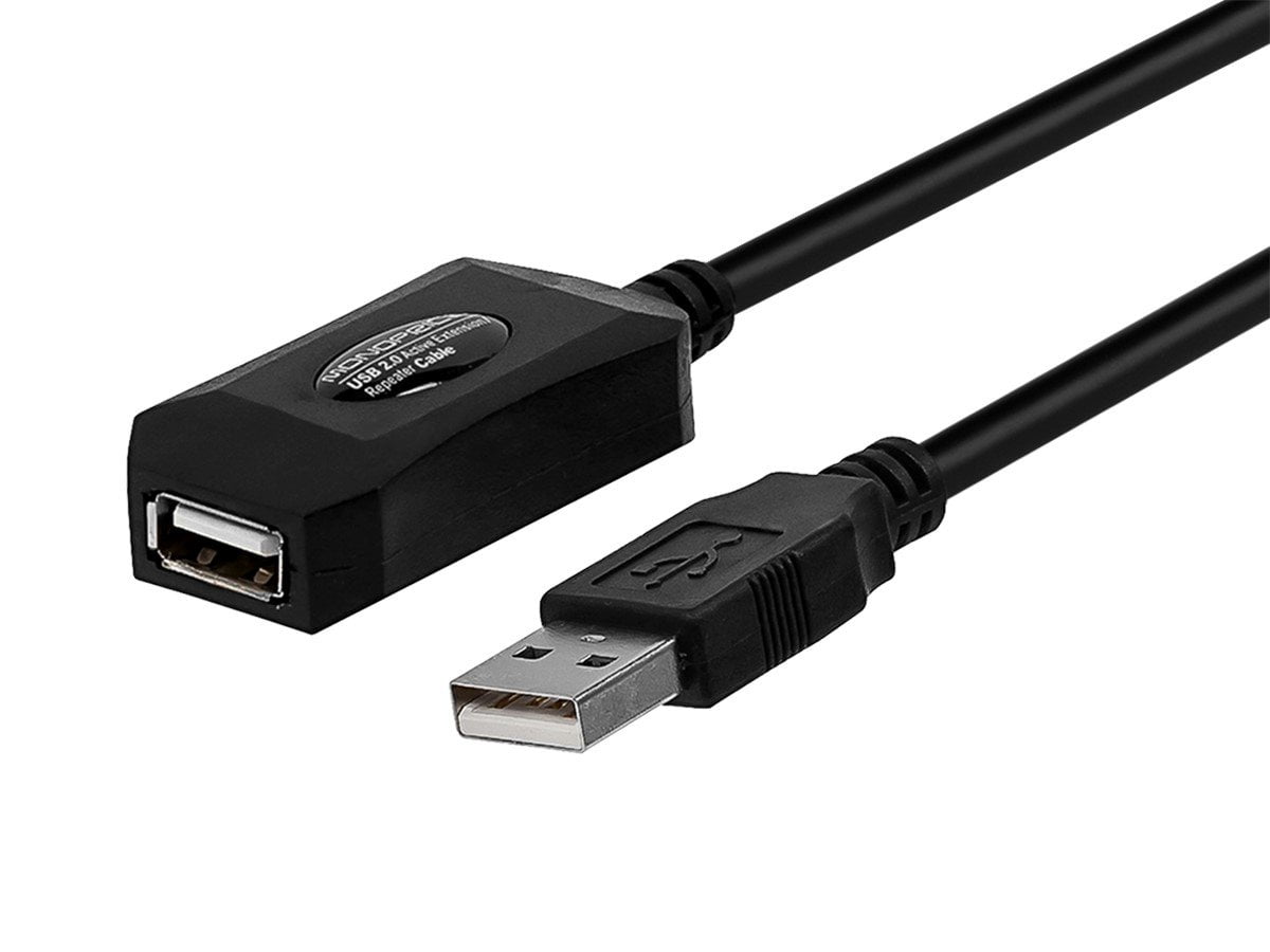 Monoprice USB 2.0 Extension Cable - 16 Feet - Black | USB Type-A Male ...