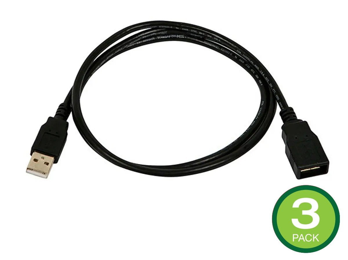 Monoprice USB-A to USB-A (F) 2.0 Cable - Black, 1m - 3 pack - Walmart.com
