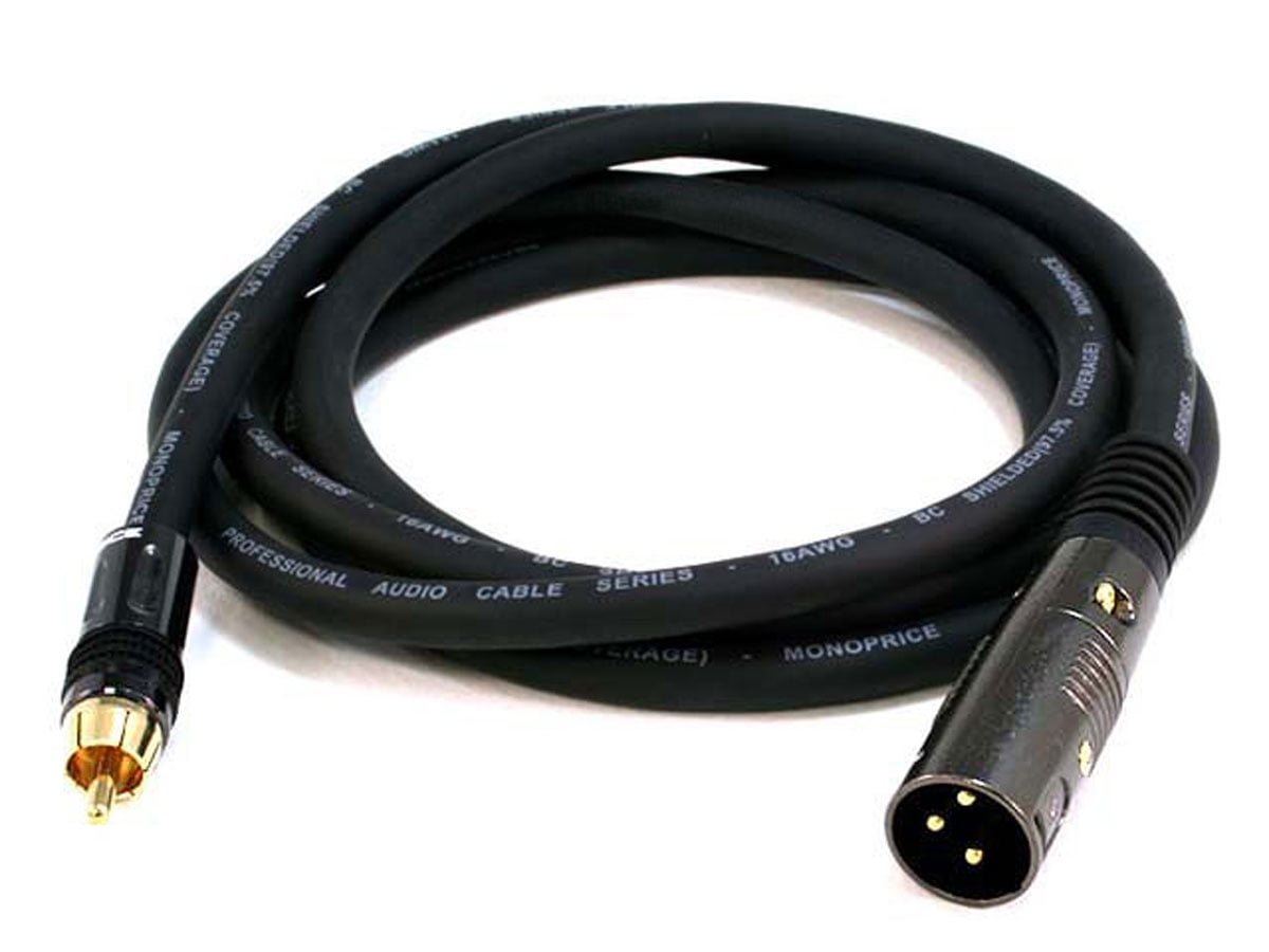 Monoprice XLR Male to RCA Male Cable - 6 Feet - Black | With E21Gold ...