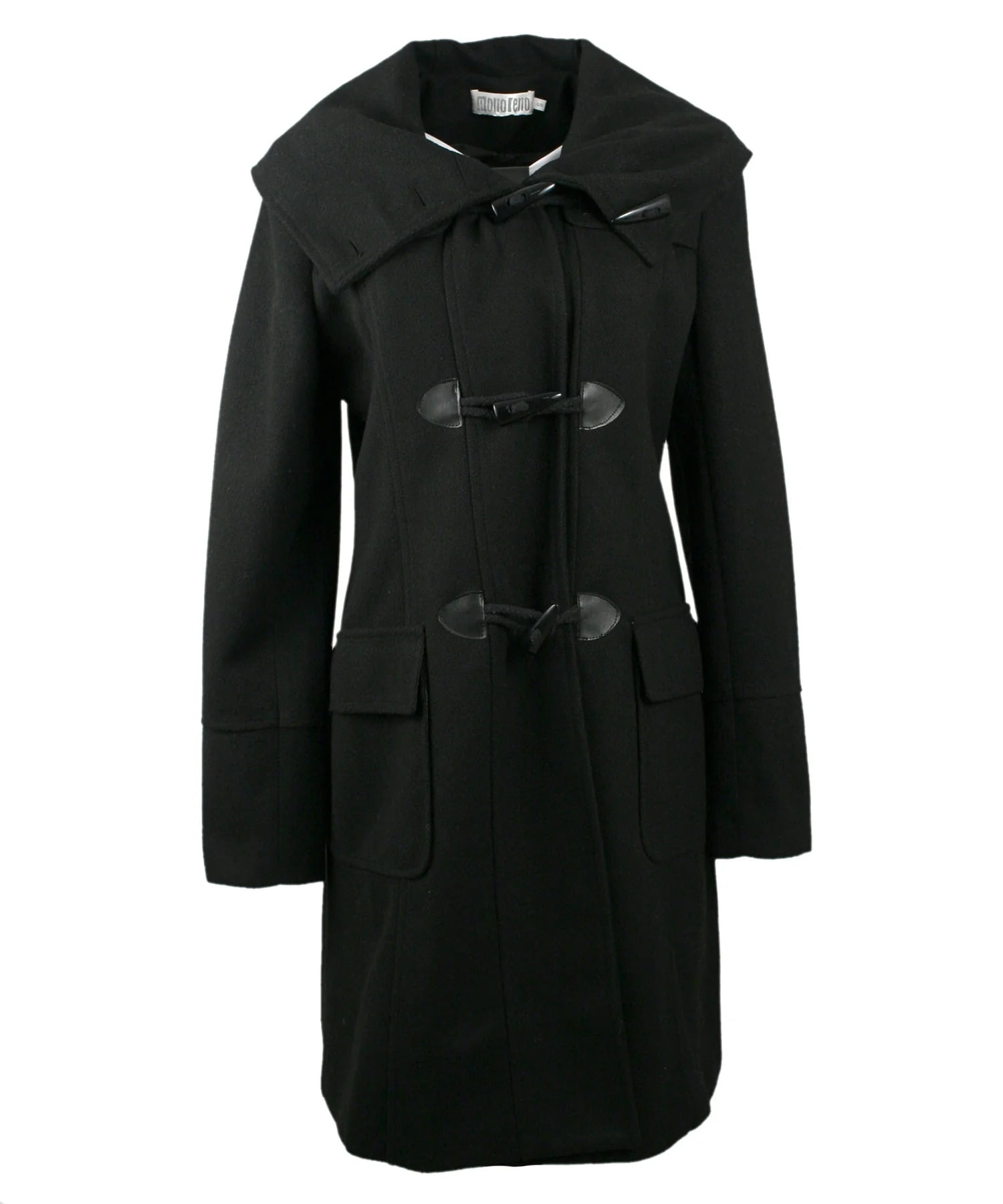 Monoreno Hooded Toggle Button Coat, Black - Walmart.com