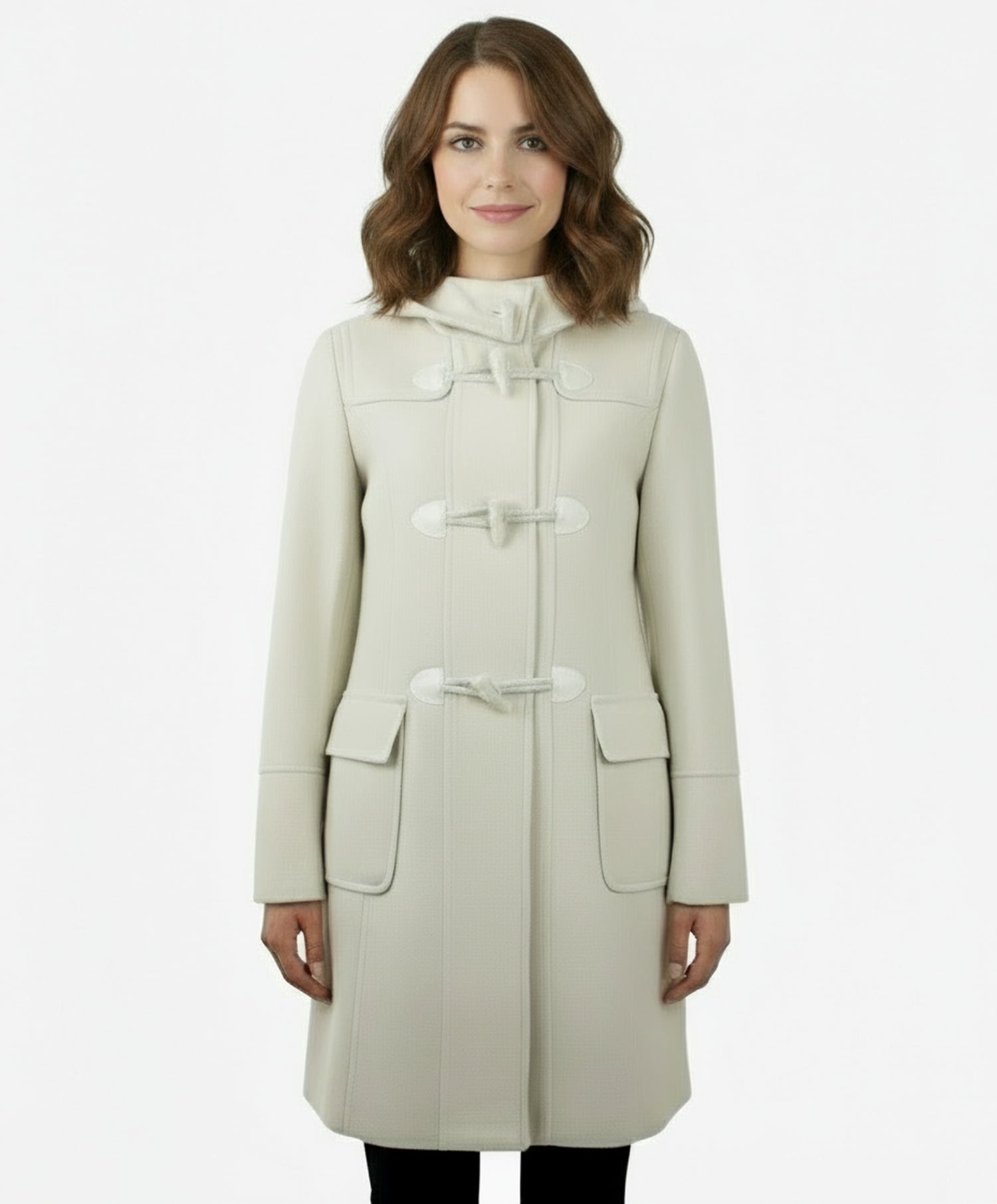 Monoreno Hooded Toggle Button Coat, Off White - Walmart.com