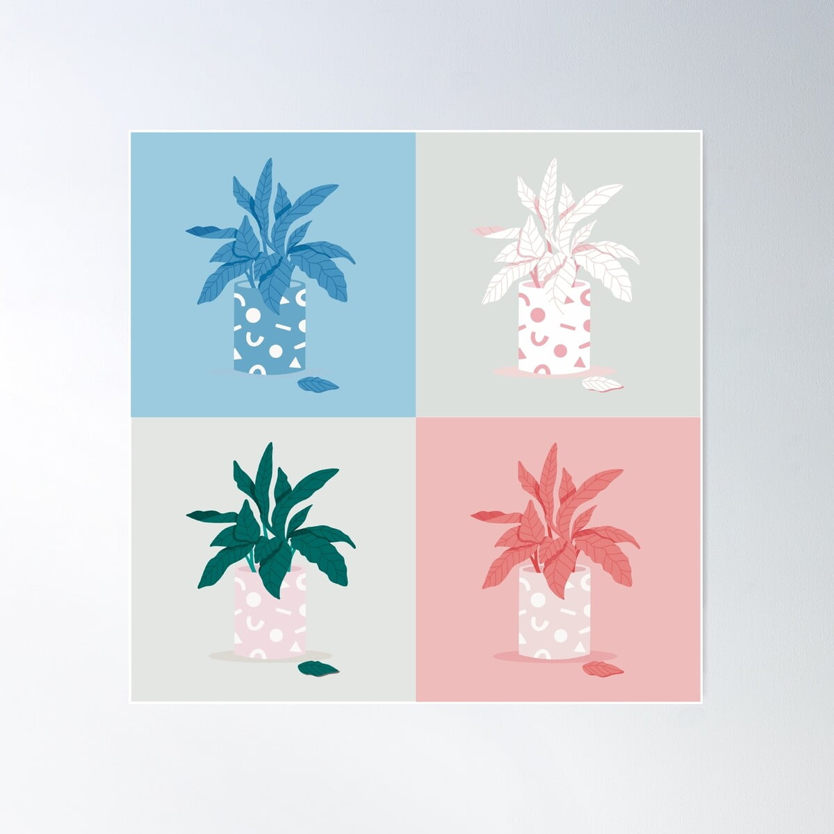 Monotone House Plants Poster Wall Art, Modern Wall Decor For Living ...