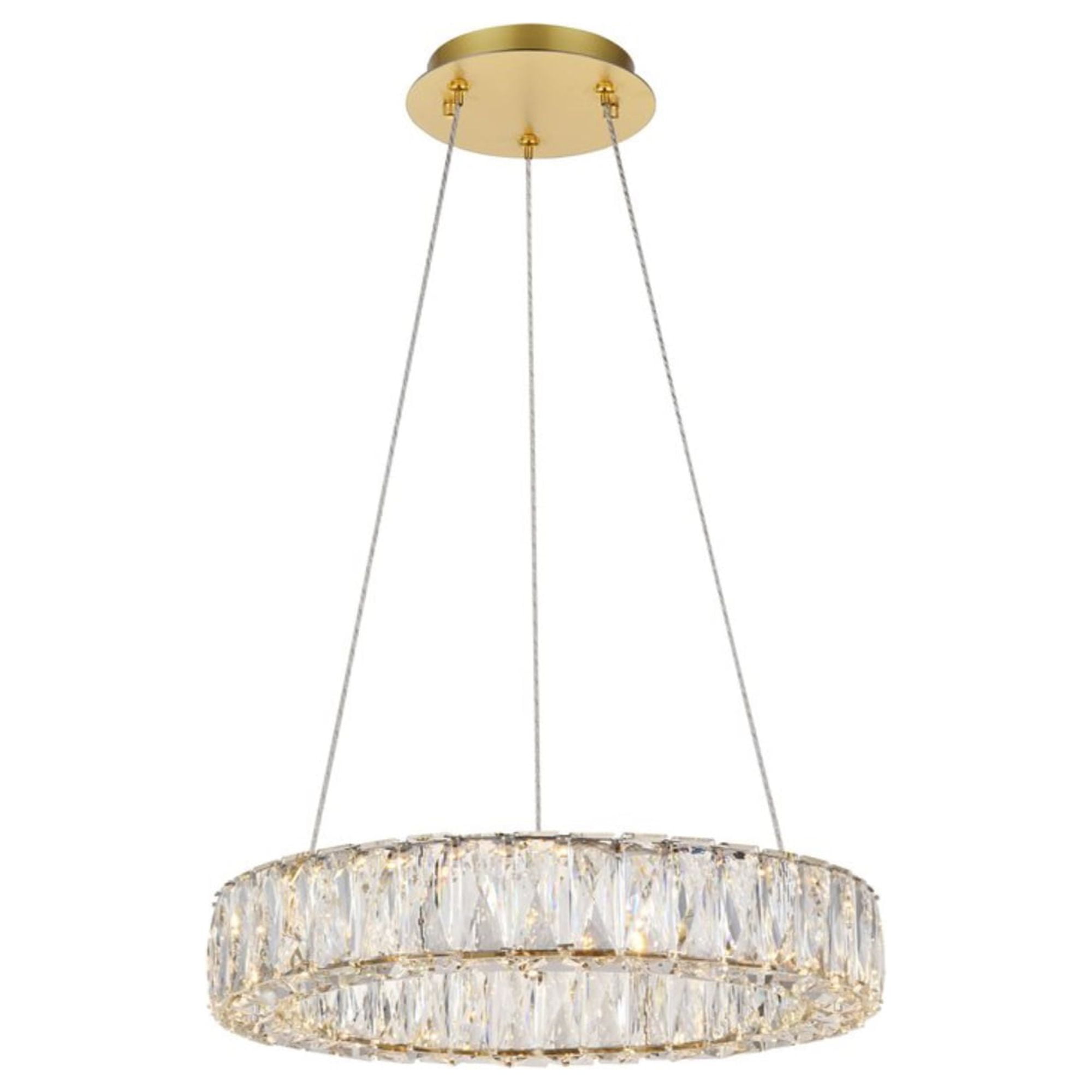 Monroe Integrated LED chip light gold Pendant Clear Royal Cut Crystal ...