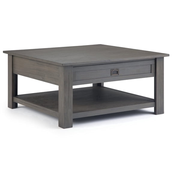 Simpli Home Monroe 38 inch Wide Solid Acacia Wood Rustic Square Coffee ...