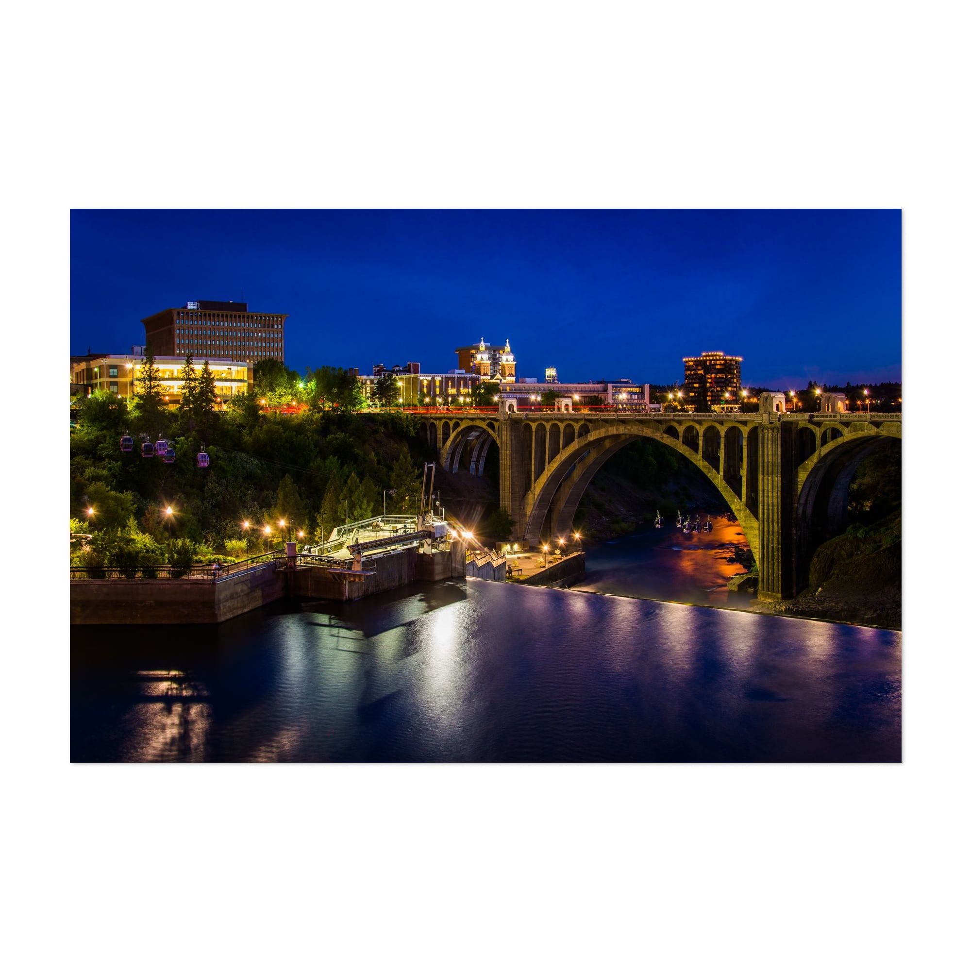 The Monroe Street Dam - Spokane Washington Photography Bridge Night Sky ...