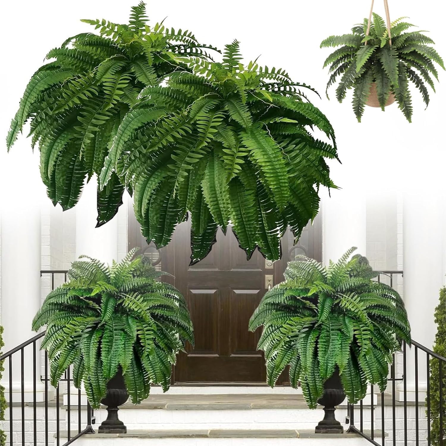 Monromall Artificial Ferns For Outdoors - Faux Ferns Outdoor Hanging ...