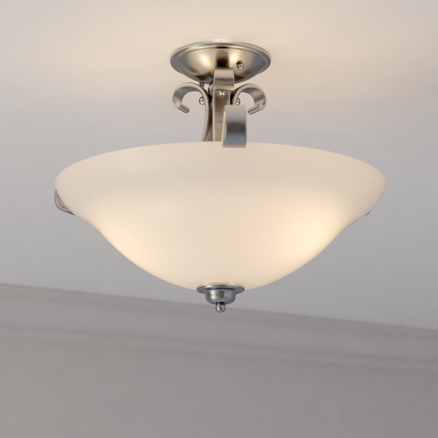 Monrovia 17-in W Brushed Nickel Dual Mount Semi Flush Ceiling Light or ...