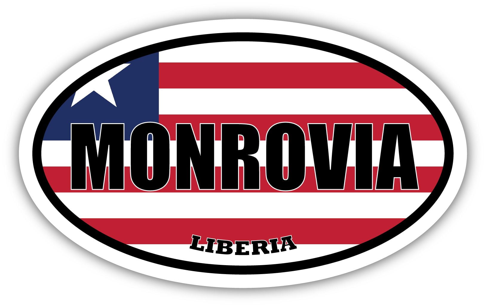 Monrovia Liberia Flag Oval Decal Vinyl Bumper Sticker 3x5 inches ...