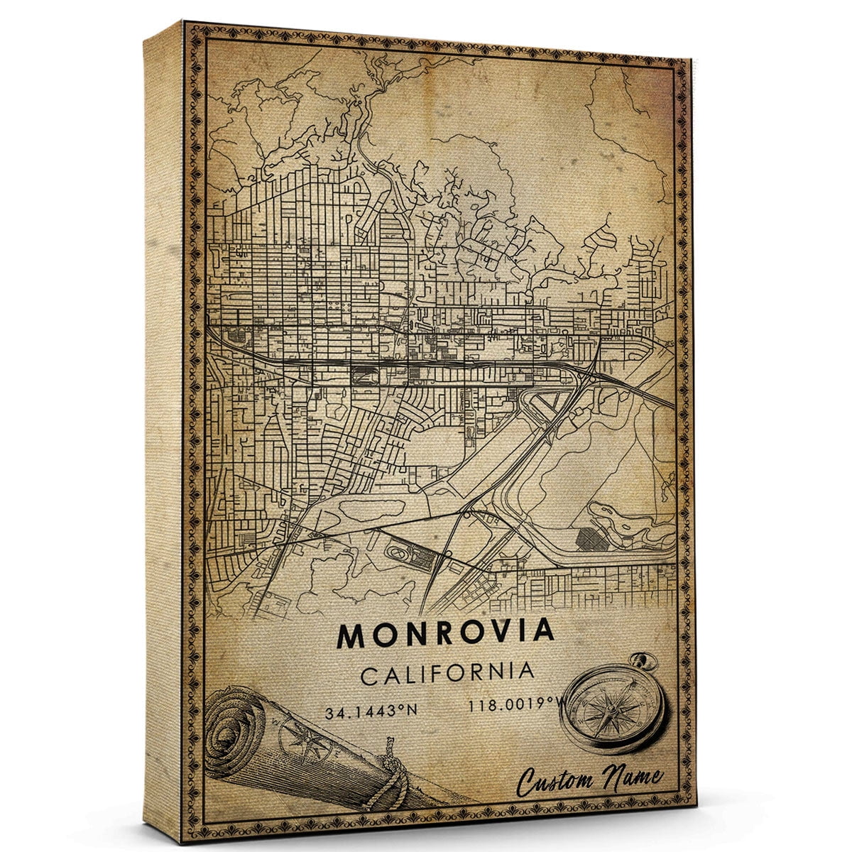 Monrovia Map Poster, California Map Art Poster, Canvas, Monrovia Map ...