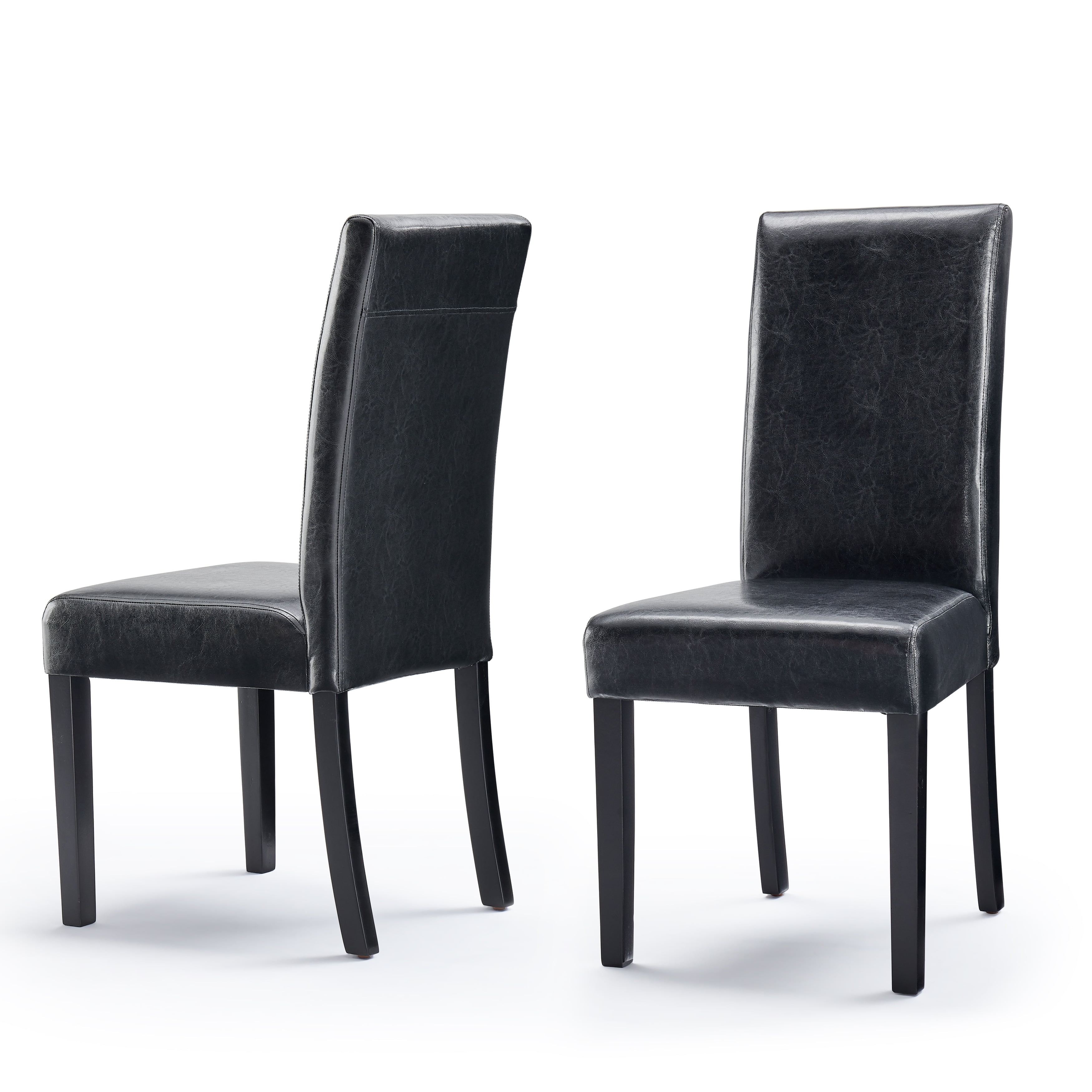 Monsoon Faux Leather Parson Dining Chairs, Set of 2, Black, Dark Walnut ...
