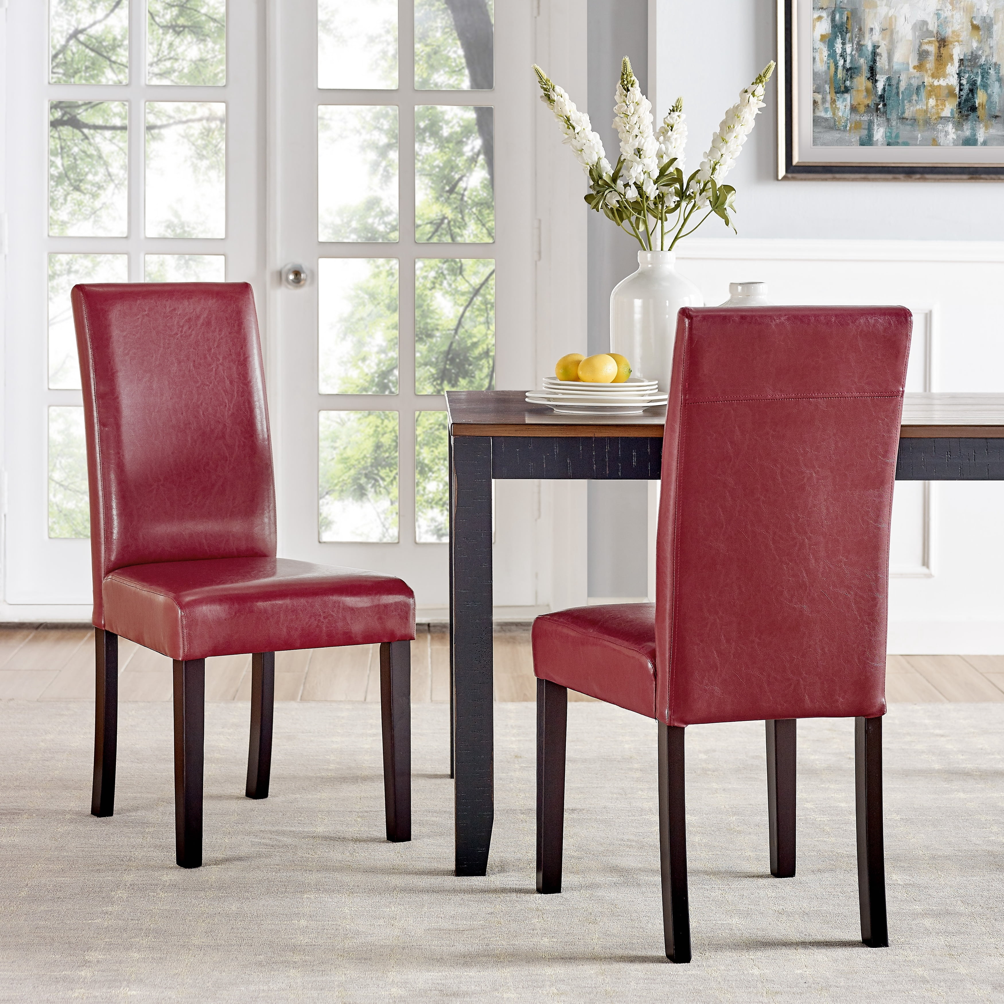 Monsoon Villa Modern Upholstered Faux Leather Parson Dining Chairs for ...