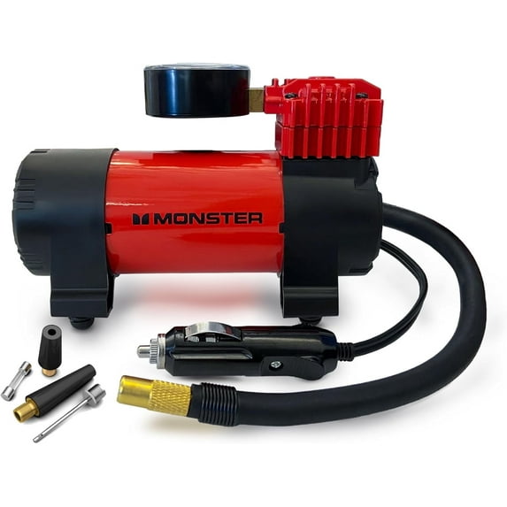 Monster 100 PSI Air Compressor, Tire Inflator, 12V DC Power, Analog ...