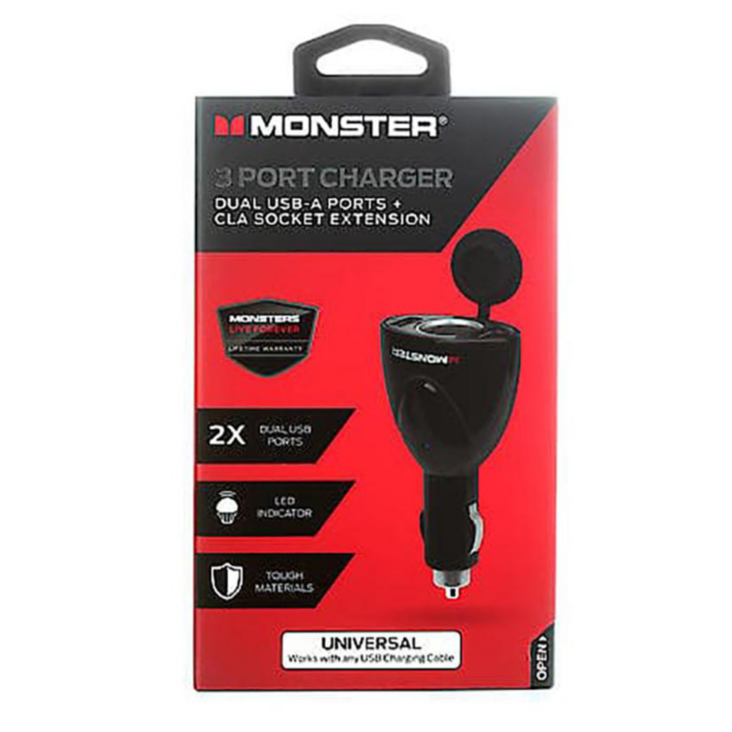 Monster Car Socket Adapter, 1 Cla, 2 Usb 2 Amp - Charge Multiple ...