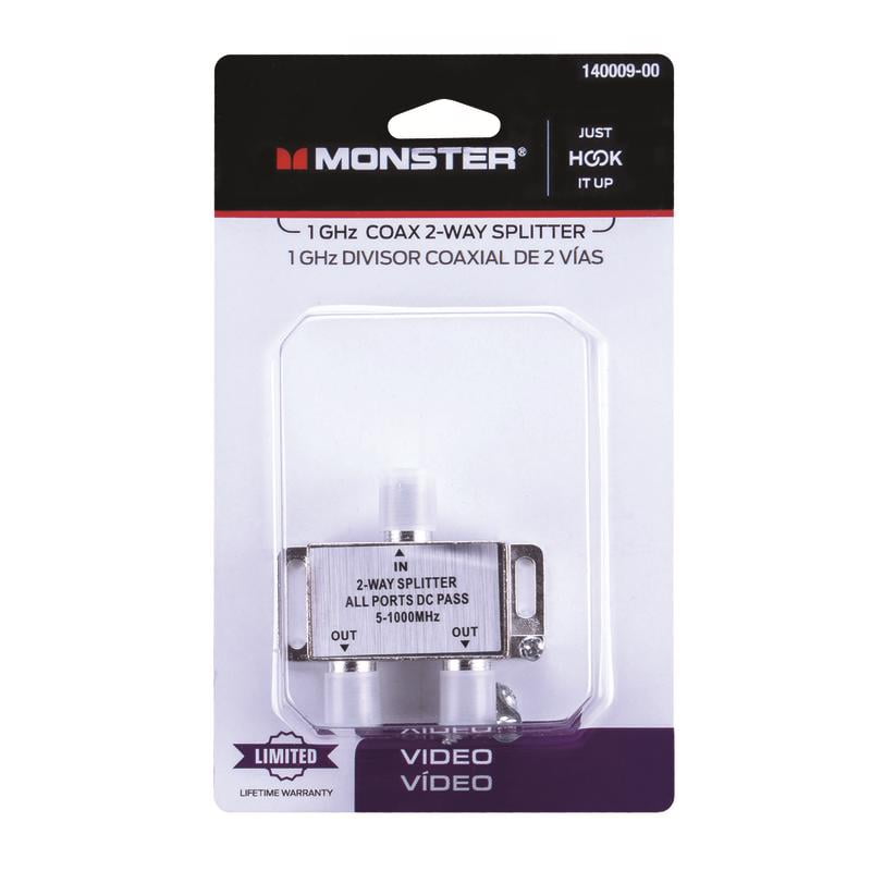 Monster 140009-00 2 Way Coax Splitter, 75 Ohm, 1 GHz - Walmart.com