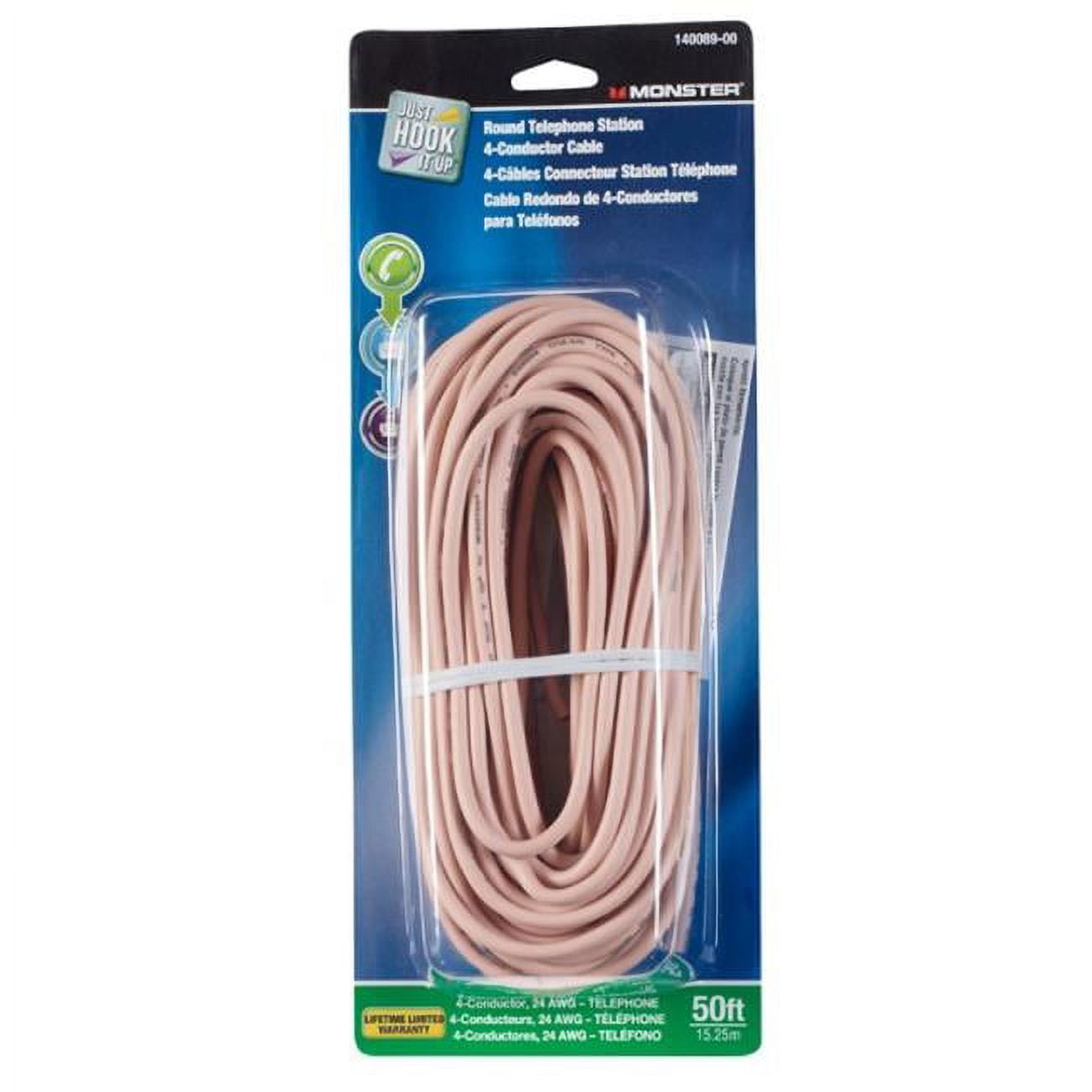 Monster 140089-00 24 Gauge Round Telephone Station Wire - Walmart ...