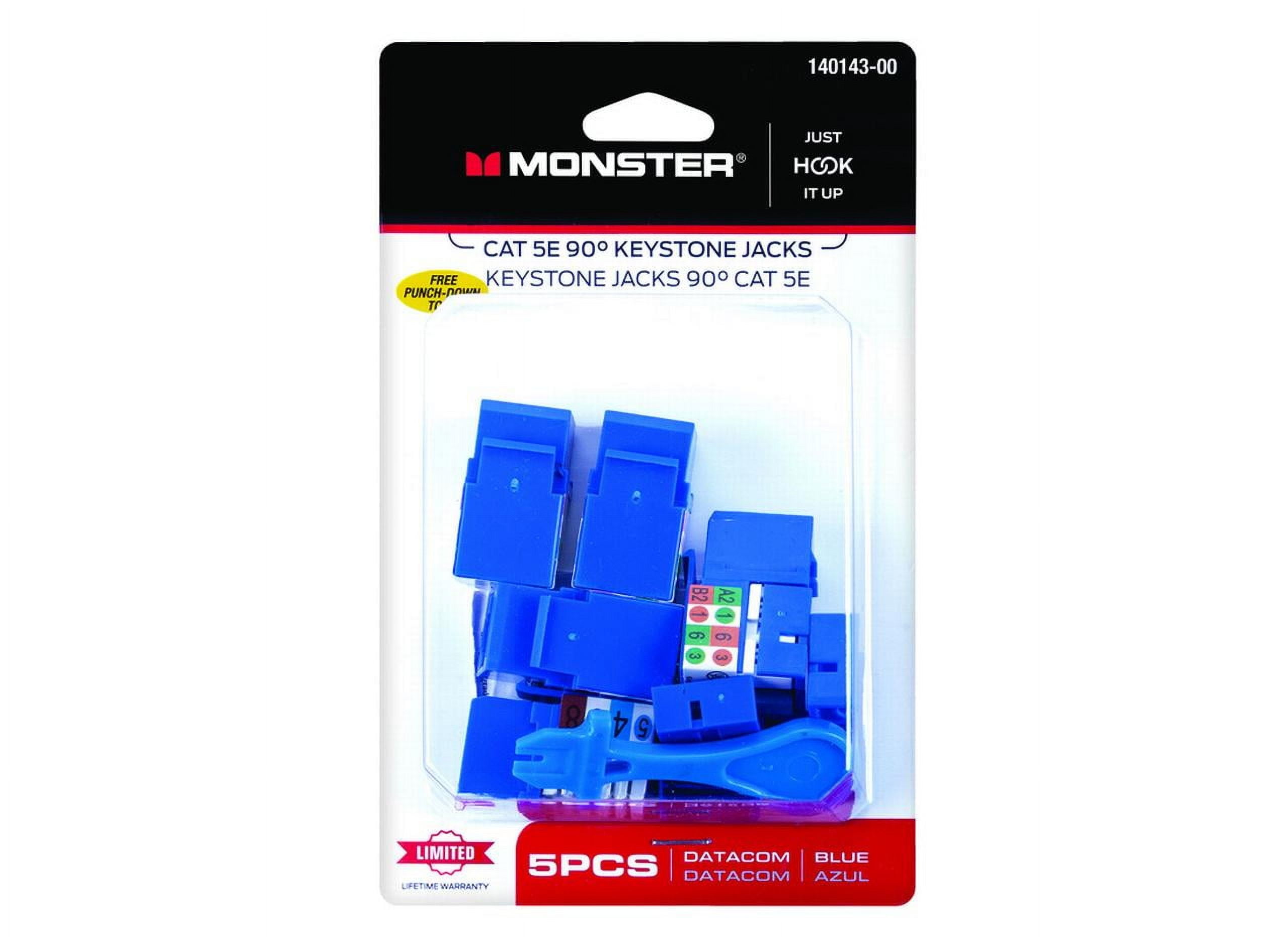Monster 140143-00 Cable Keystone Insert Category 5E, Blue, 5/Pk ...