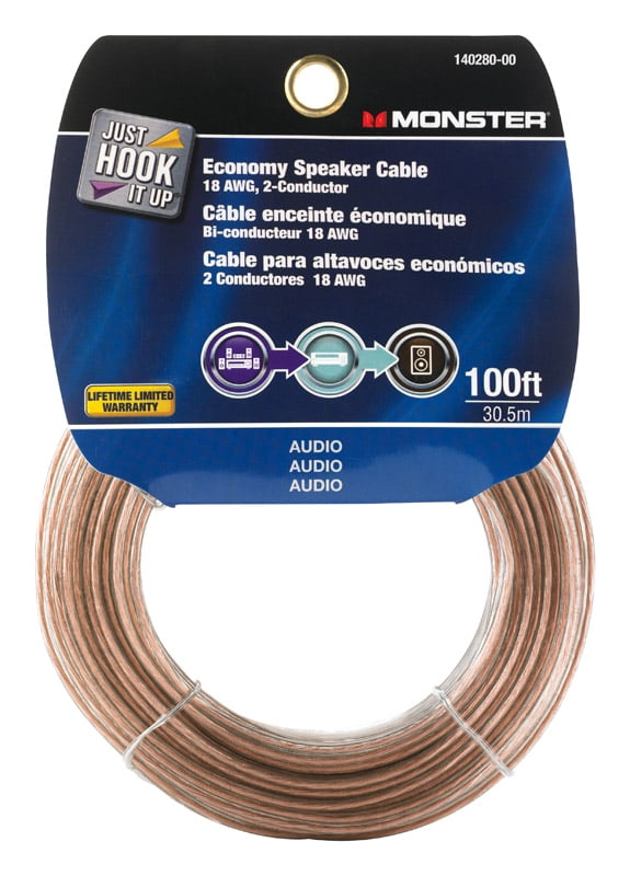 Monster 140280-00 Economy Grade Speaker Wire, 100' - Walmart.com