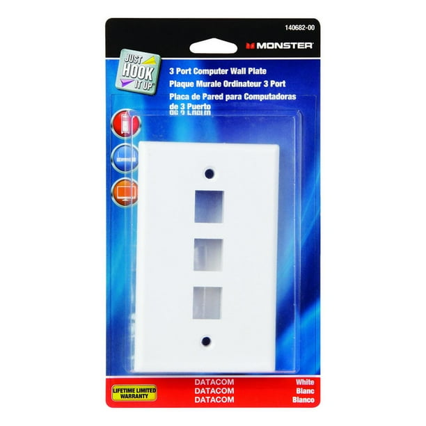 Monster Just Hook It Up White 3 gang Plastic Keystone Wall Plate 1 pk ...