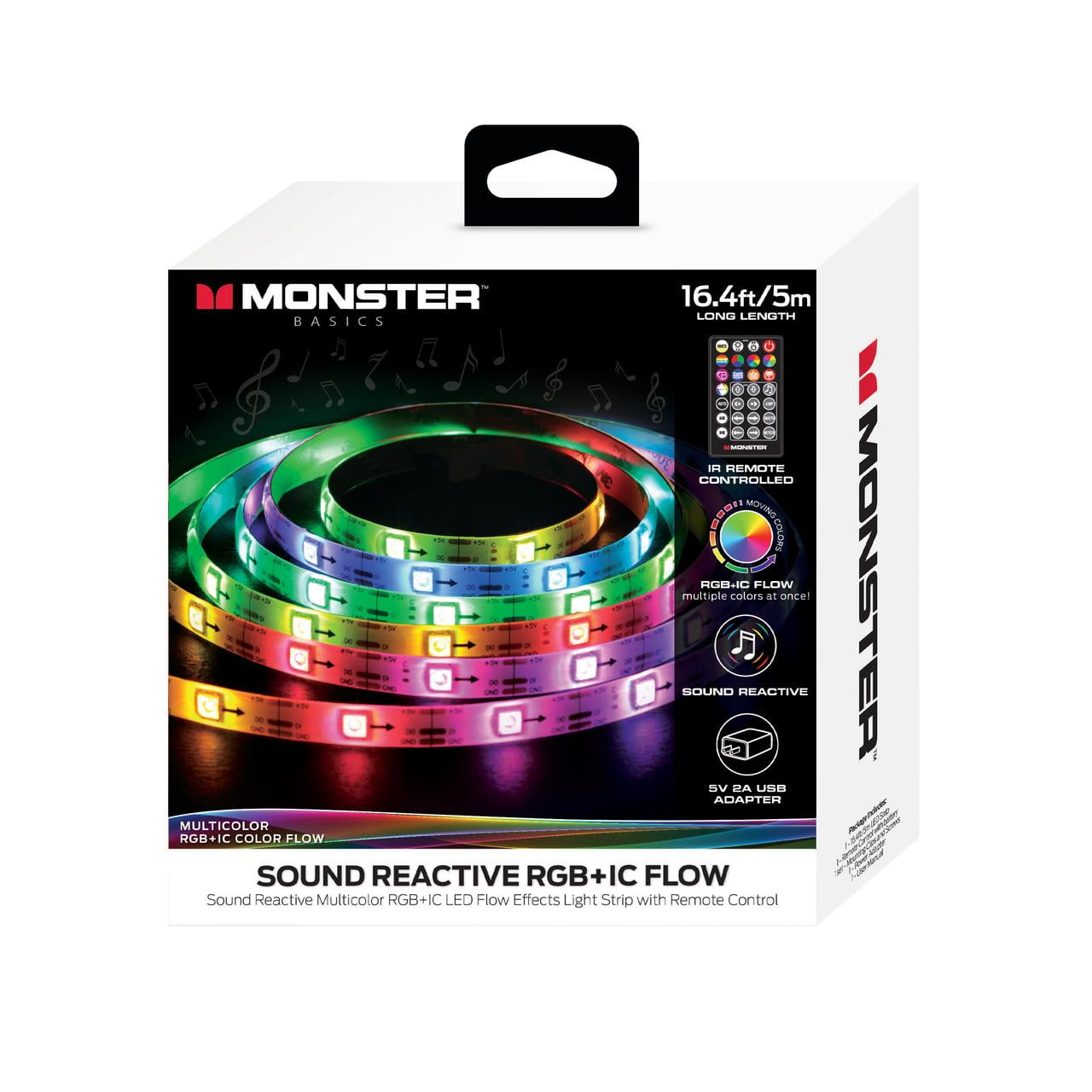 Monster Aura Colored 16.4ft LED Light Strip, Sound Reactive, Multi ...