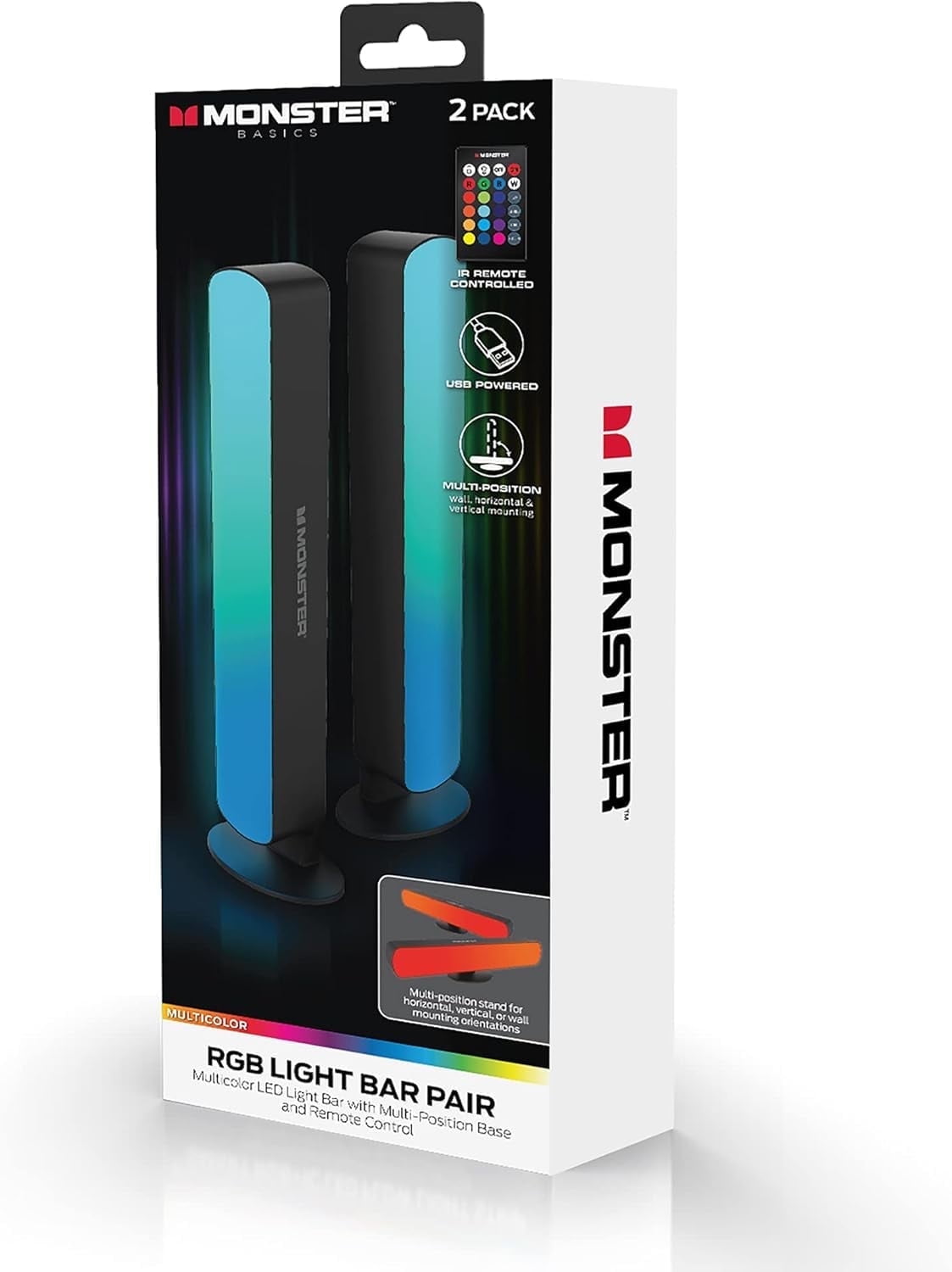 Monster Basics Multicolor LED Light Bar, RGB LED Lights with Multi ...