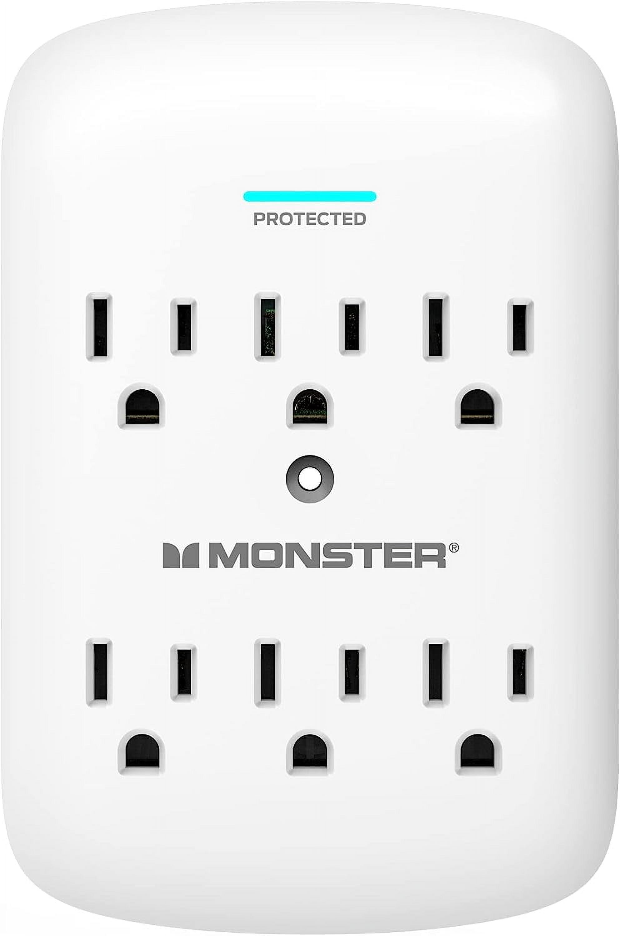 Monster 5000W Surge Protector Power Strip, 6 Outlets, 120V, 300 Joules ...