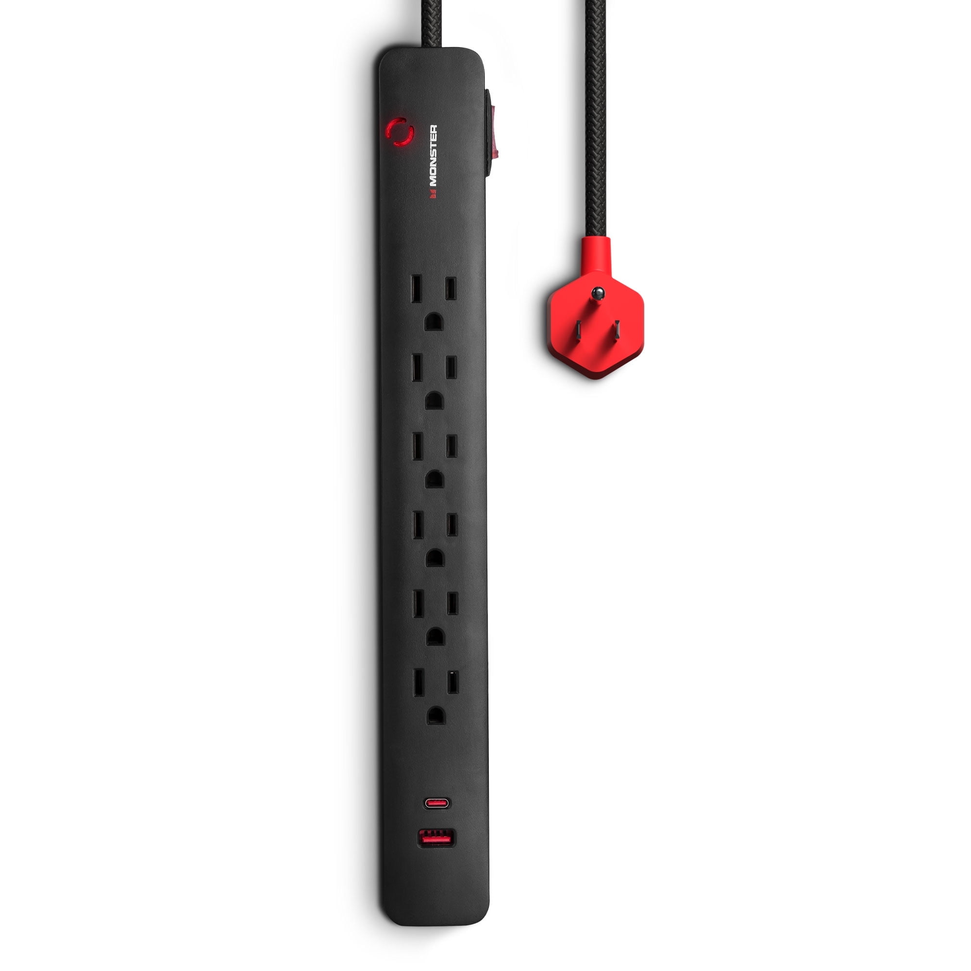Monster Surge Protector Power Strip, 6 Grounded Outlets, USB-A & USB-C ...