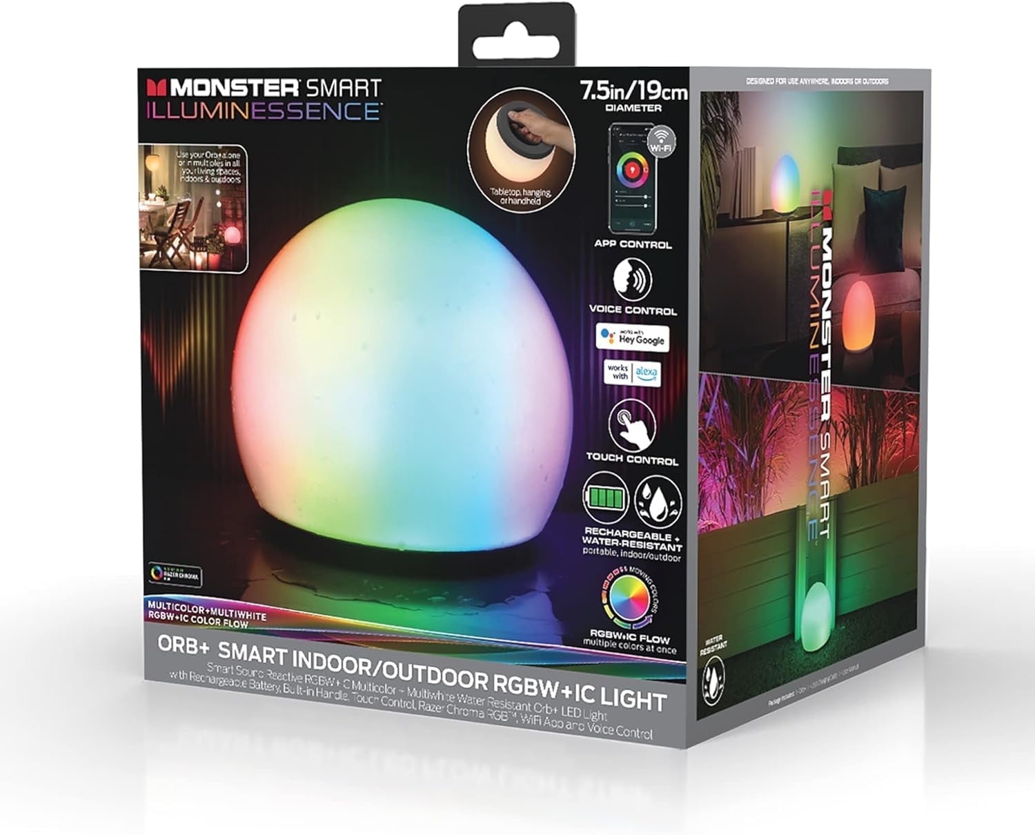 Monster Smart Orb+ 7-inch LED Light Ball, Multi-Function, Indoor ...