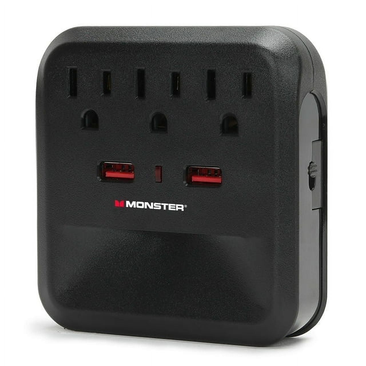 Monster 900J Wall Tap Surge Protector: 3 Grounded Outlets & 2 USB Ports ...