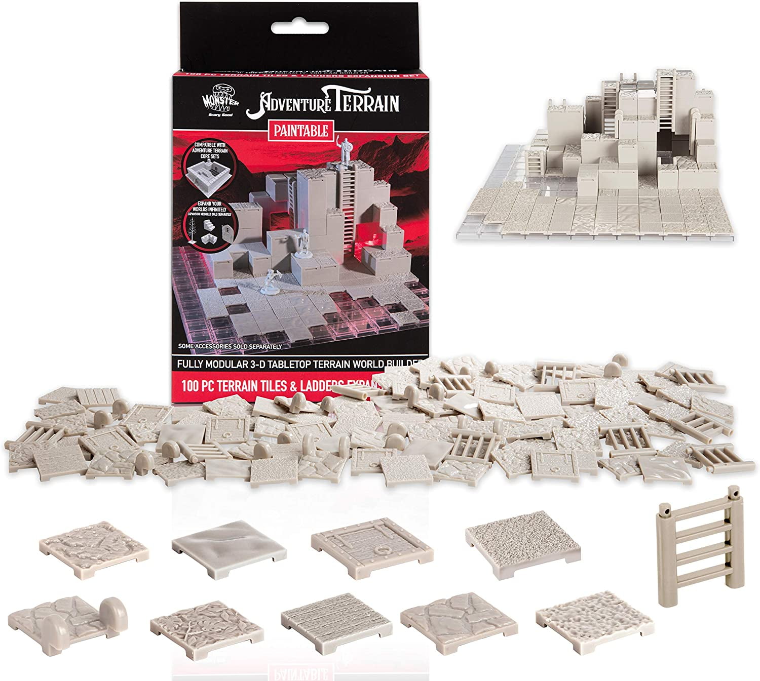 Monster Adventure Terrain - 100pc Paintable Tiles & Ladders Expansion ...