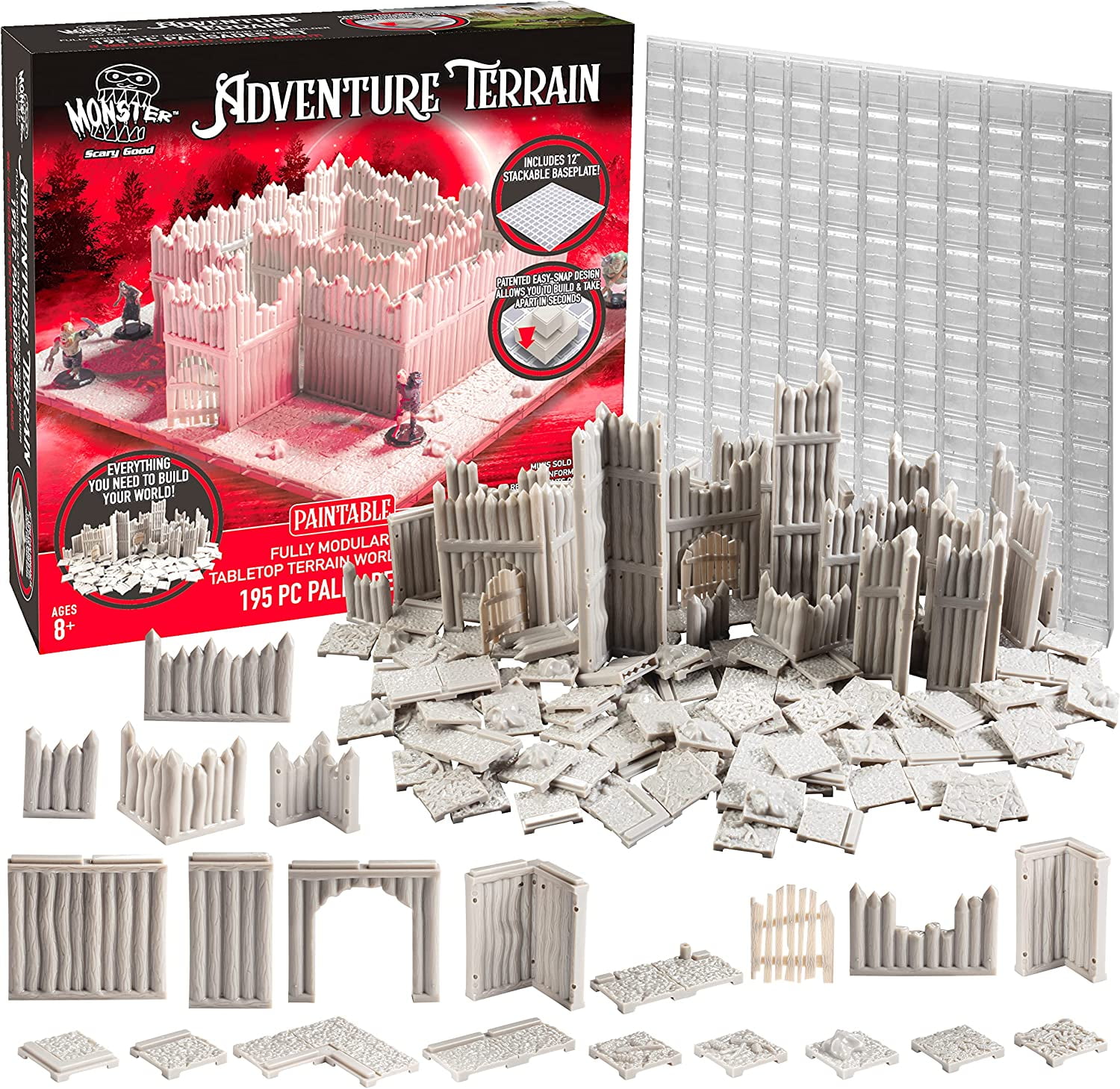Monster Adventure Terrain 195Pc Paintable Palisade Base Set Fully ...