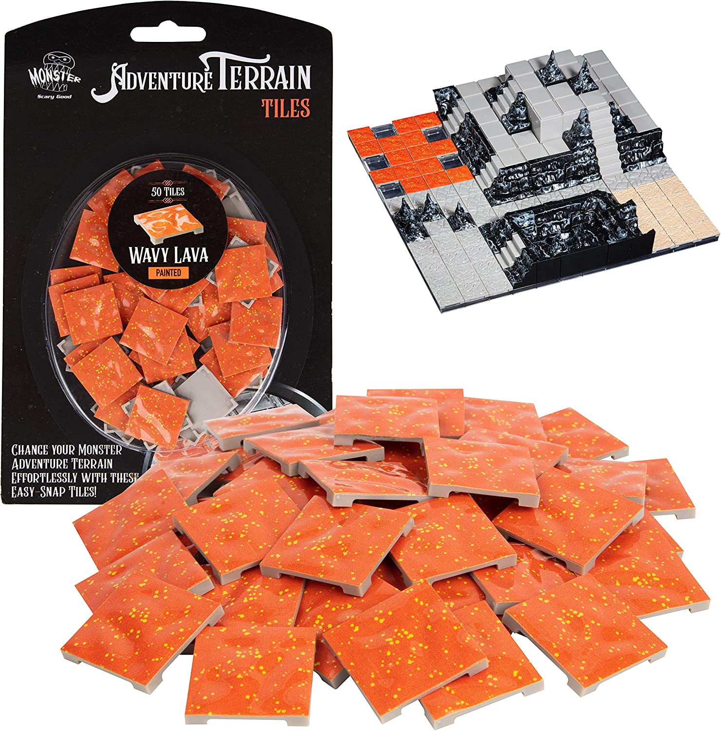 Monster Adventure Terrain- 50pc Wavy Lava Tile Expansion Pack- Hand ...