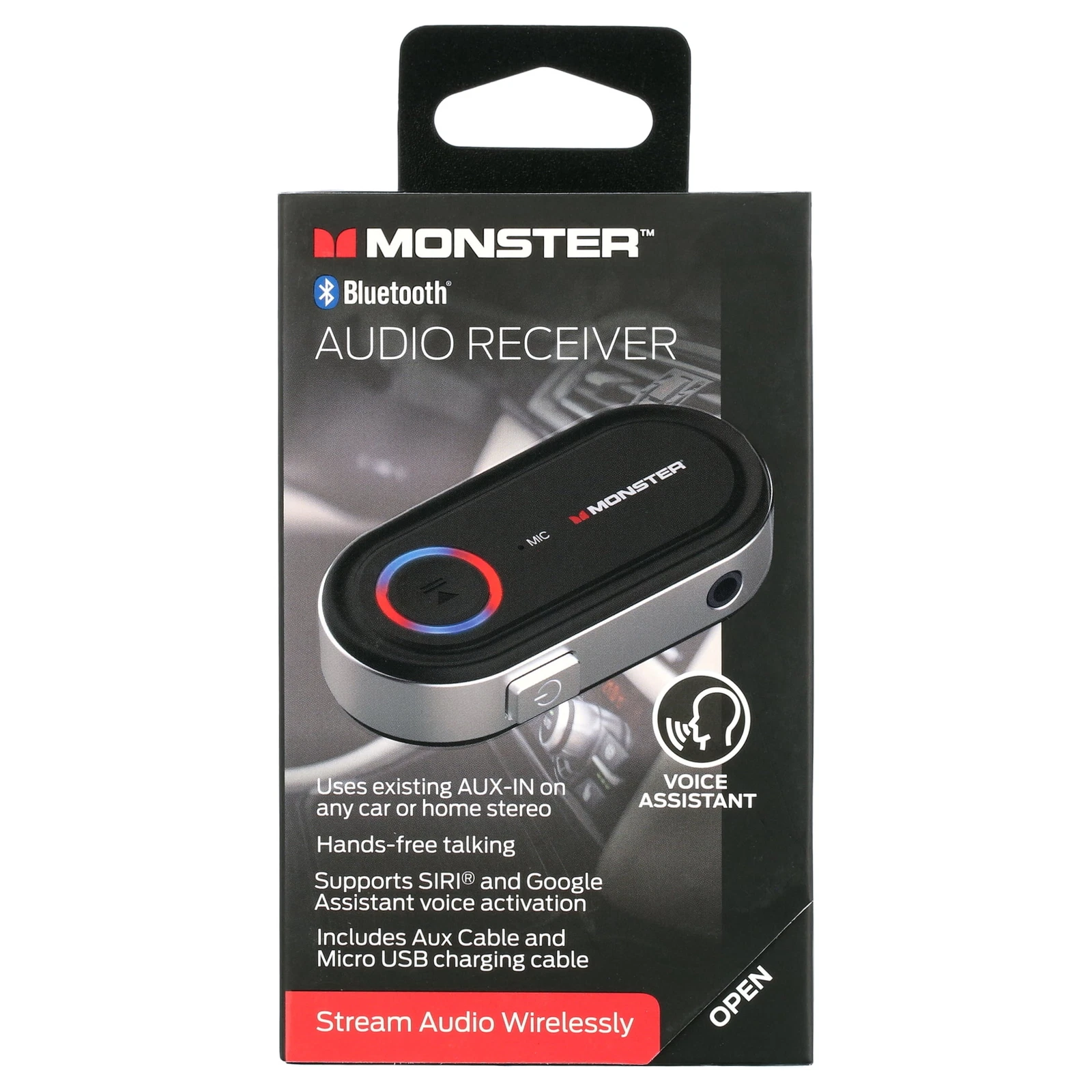 Monster Audio Receiver, Bluetooth Auxiliary Audio Receiver With Voice ...