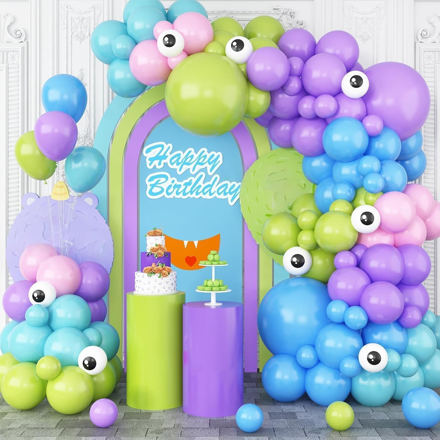 Monster Balloons Arch Garland Kit, Monster Cartoon Inc Balloons Party ...