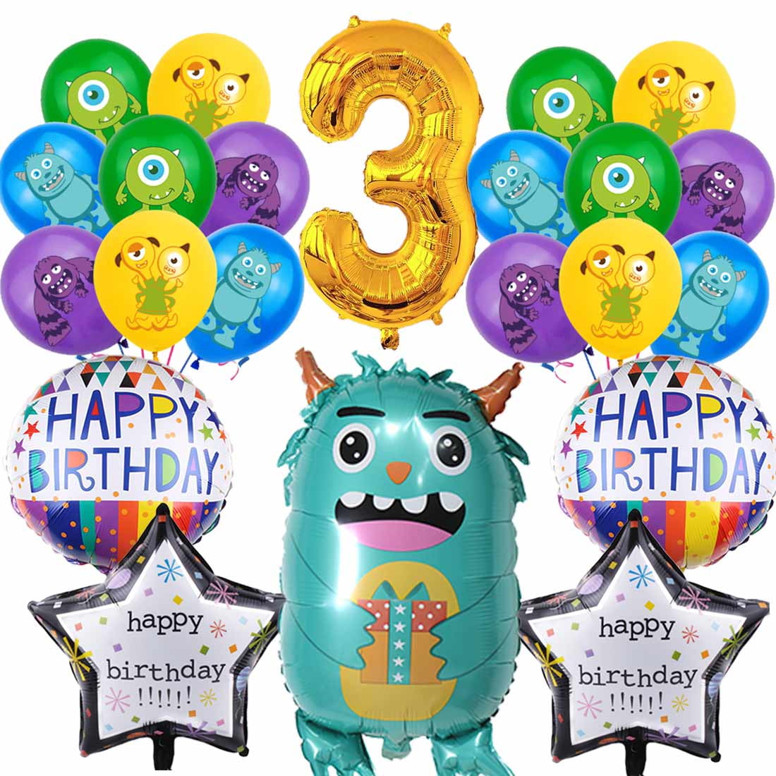 Monster Bash Balloons Party Supplies 3rd Big Number Decorations Decor ...