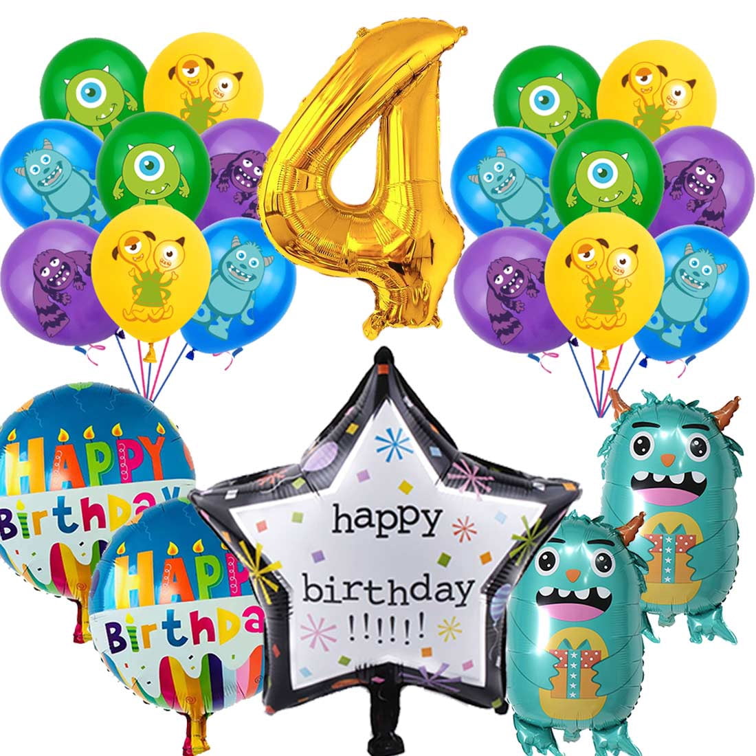 Monster Bash Balloons Party Supplies 4th Big Number Decorations Decor ...