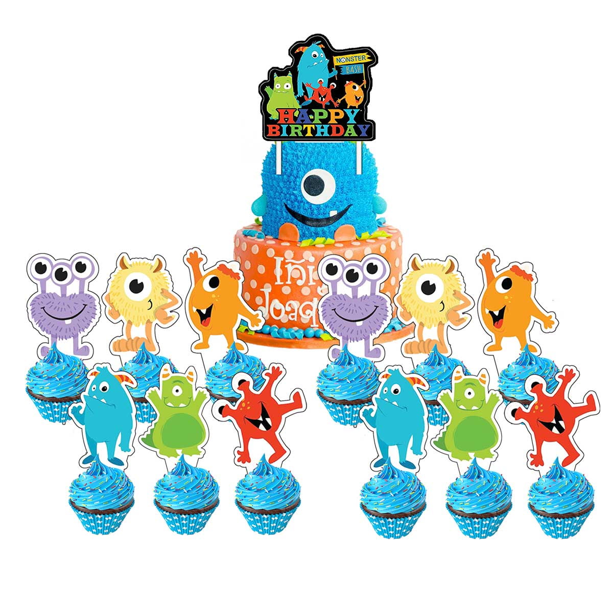 Monster Bash Cake Topper CupcakeS Set Birthday Party Supplies ...