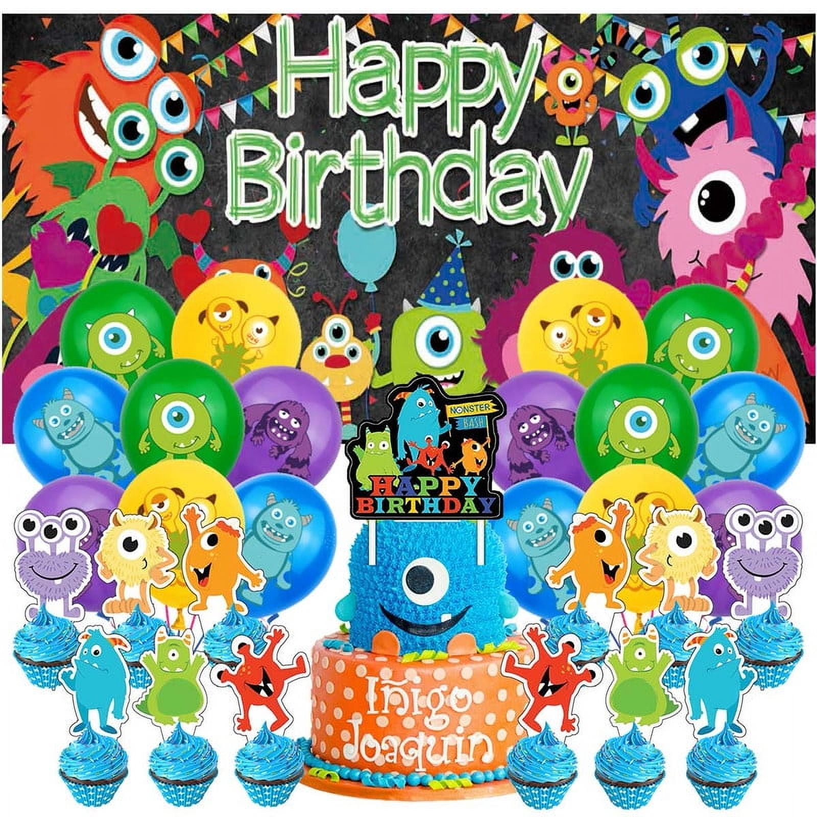 Monster Bash Party Decor Set Cake Topper Latex Balloons Supplies ...
