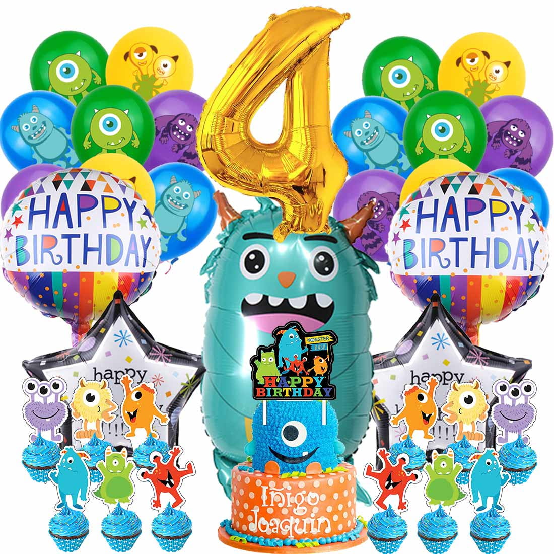 Monster Bash Party Supplies 4th Decor Kit Balloons Birthday Cake Topper ...