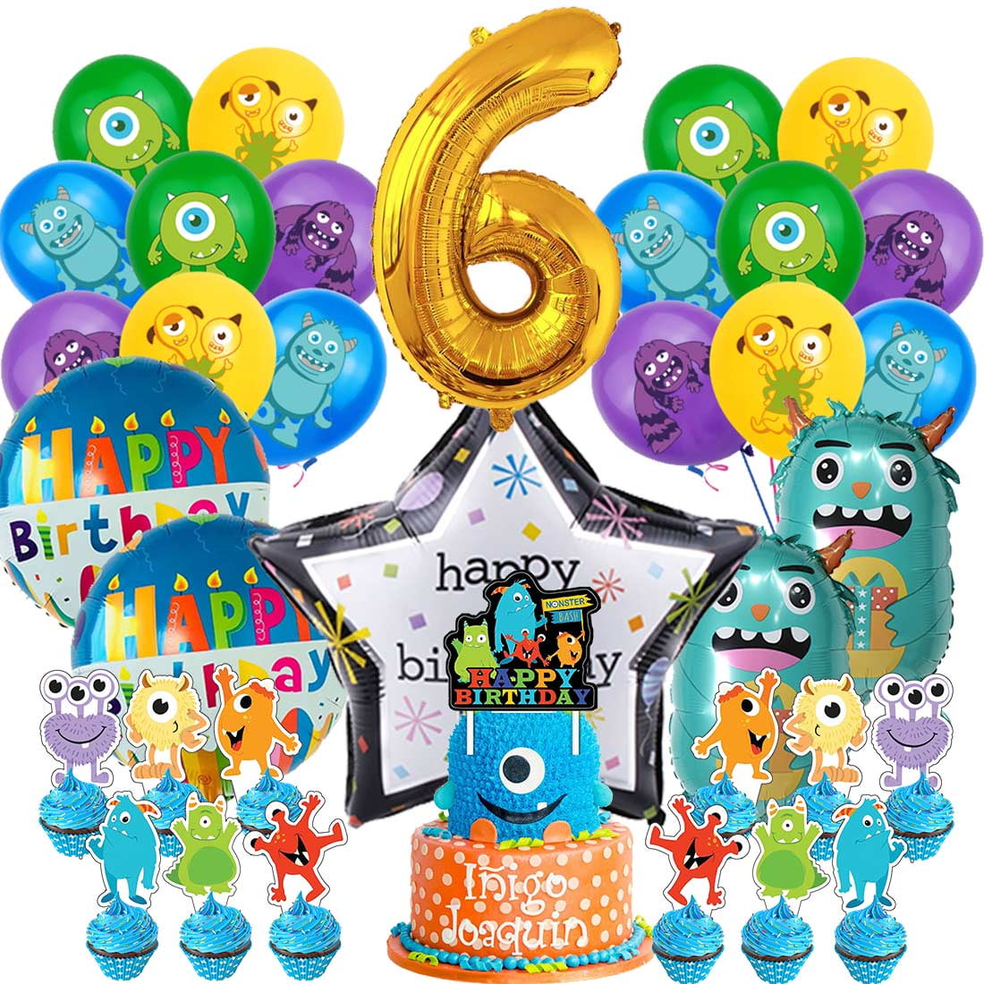 Monster Bash Party Supplies 6th Decor Kit Balloons Birthday Cake Topper ...