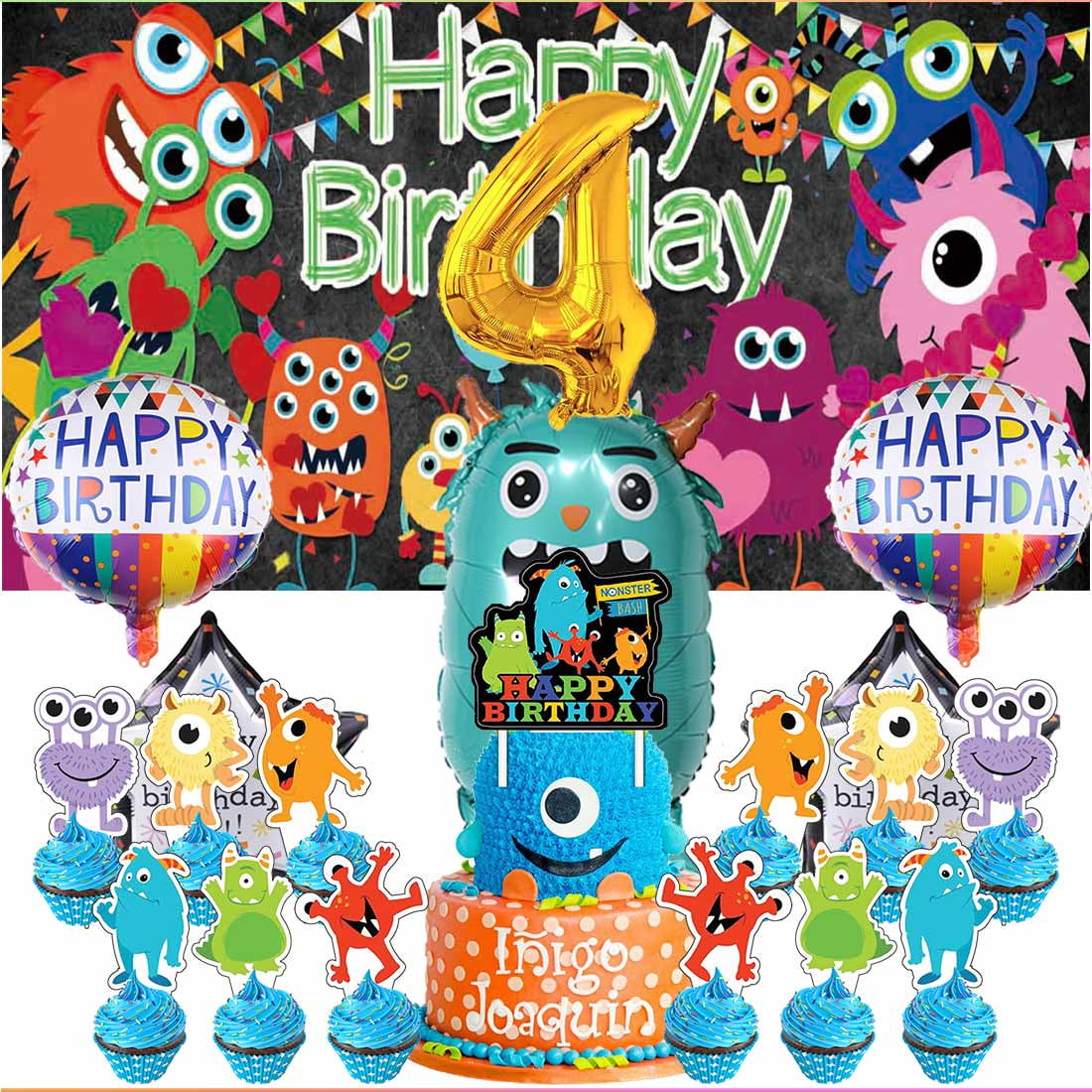 Monster Bash Party Supplies Decor 4th Kit Balloons Birthday Cake Topper ...