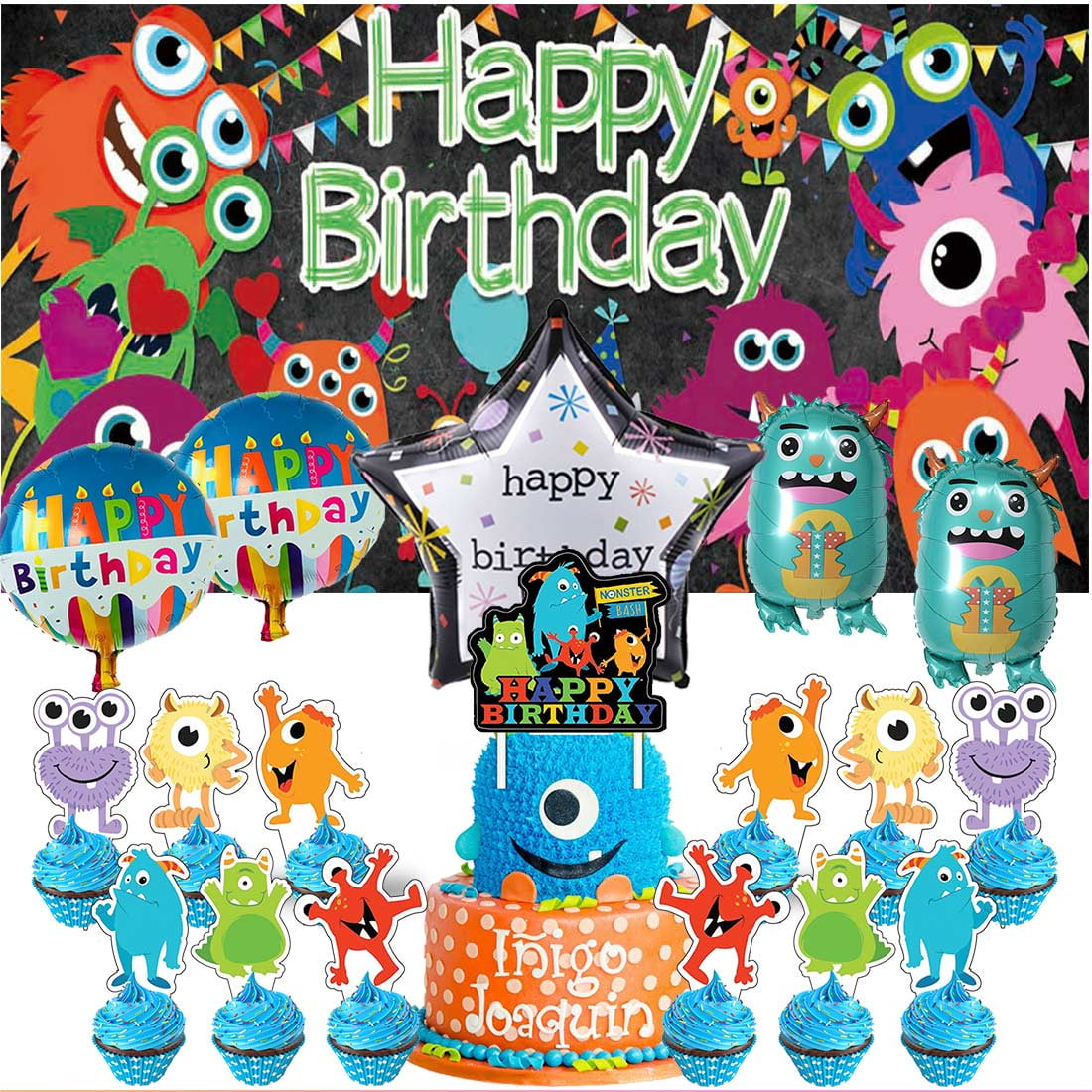 Monster Bash Party Supplies Decor Tableware Backdrop Banner Cake Topper ...