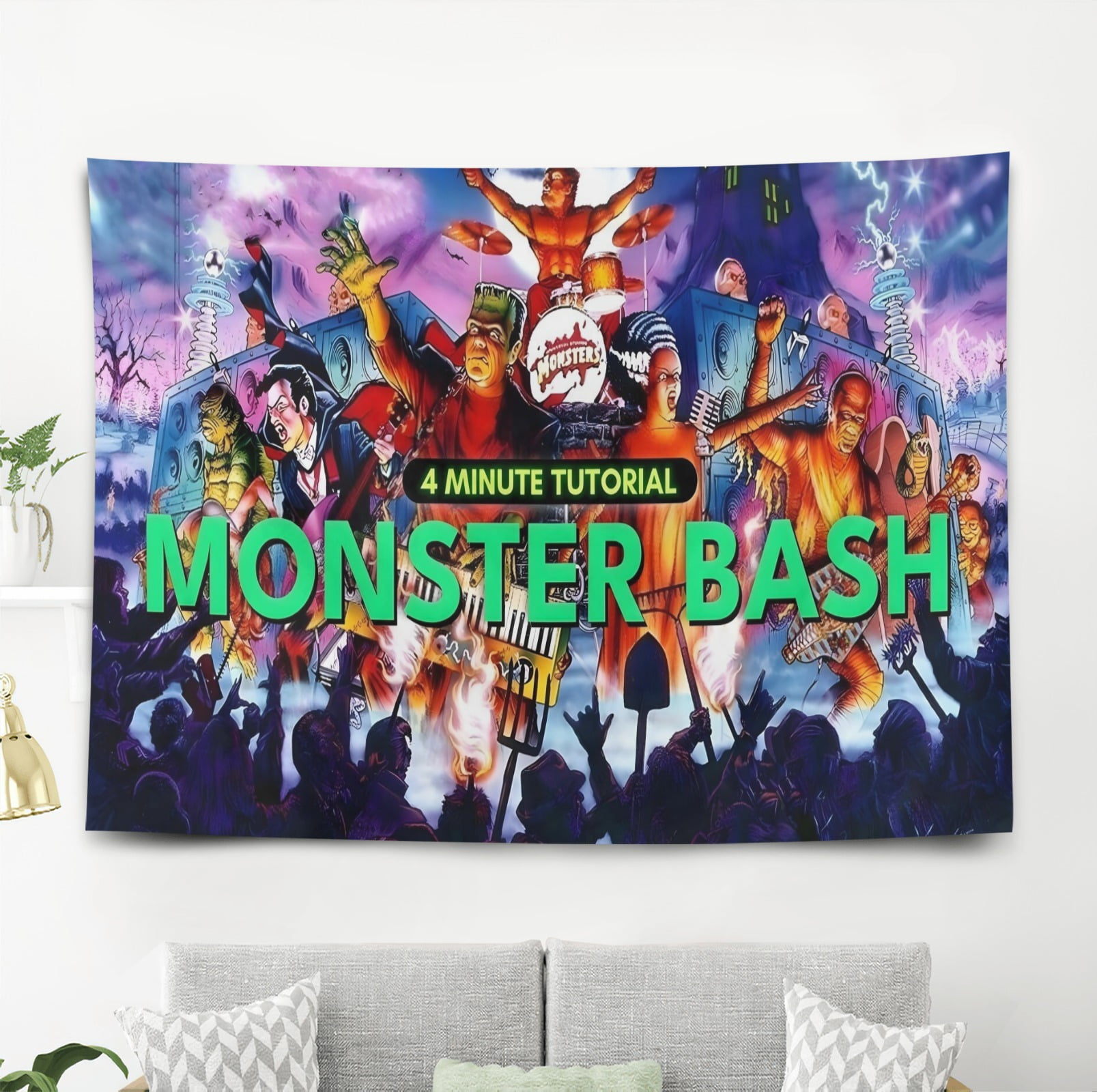Monster Bash-Theme Anti-pilling Tapestry Gift Wall Hanging Backdrop for ...