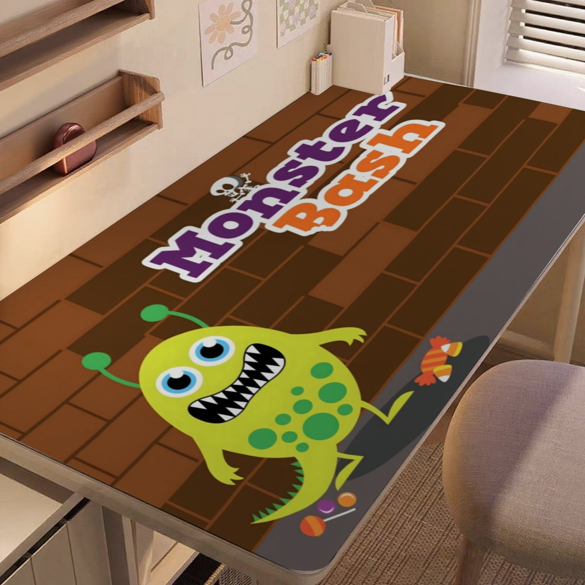 Monster Bash-themed extra-large Non-Slip Base leather Desk Table mat ...